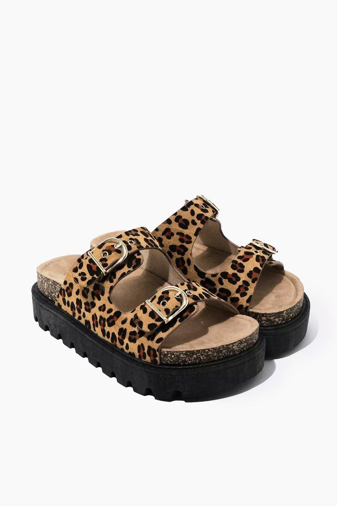 Leopard Print Double Buckle Slider
