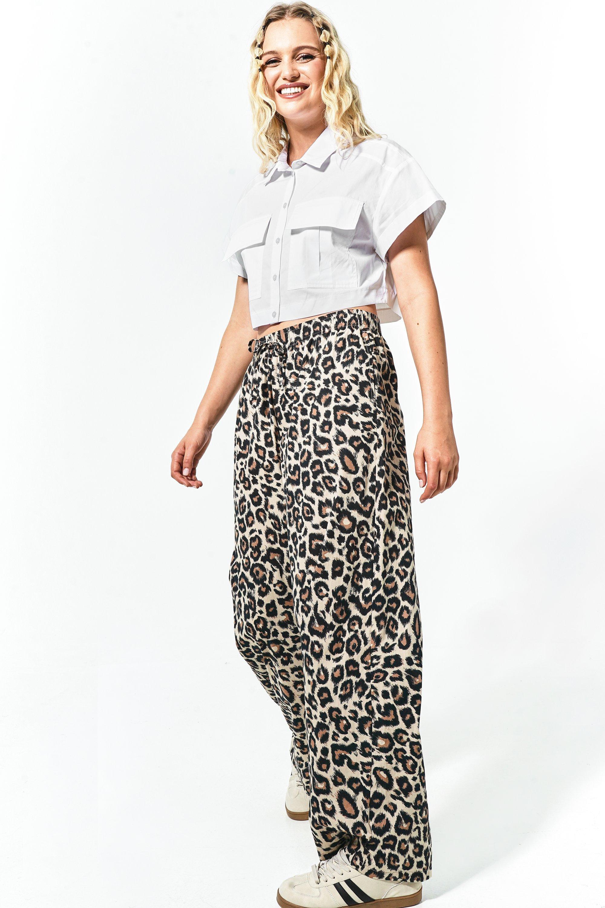 Leopard Print Wide Leg Pants