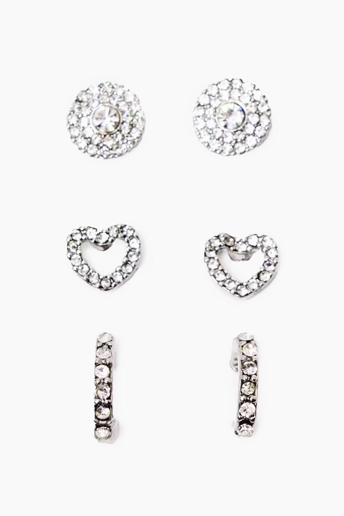 3 Pack Stud Earrings