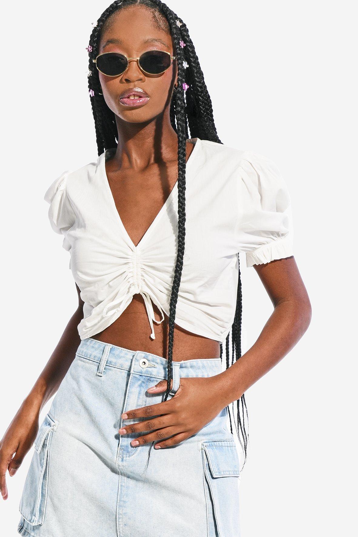 Ruched Crop Blouse