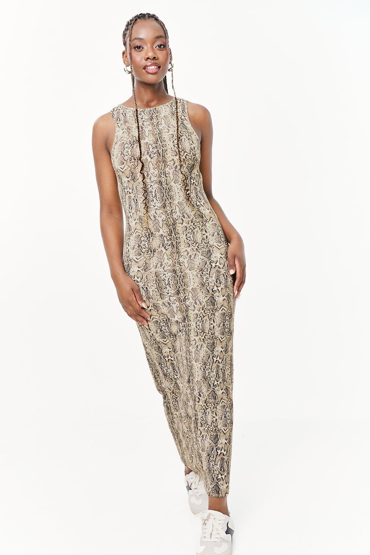Snake Print Skin Tight Bodycon Dress
