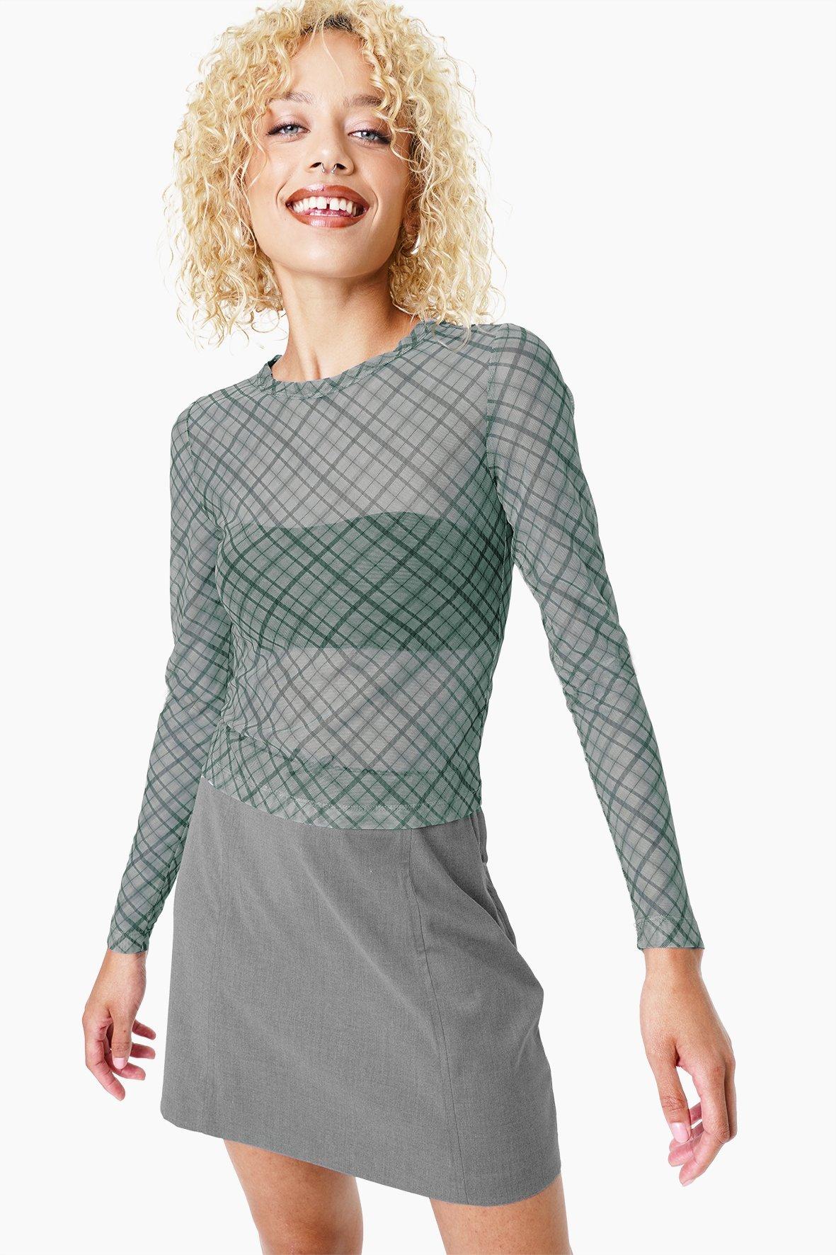 Long Sleeve Mesh Top
