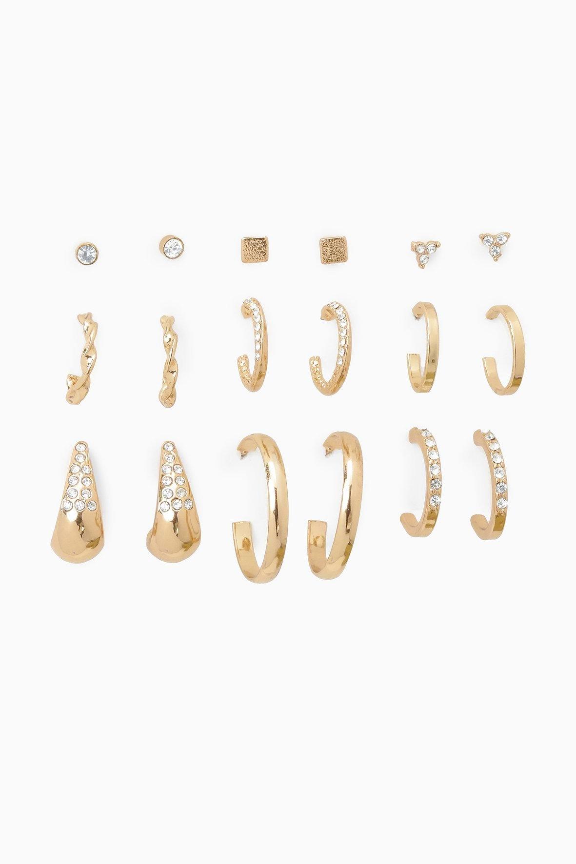 9 Pack Hoop And Stud Earrings