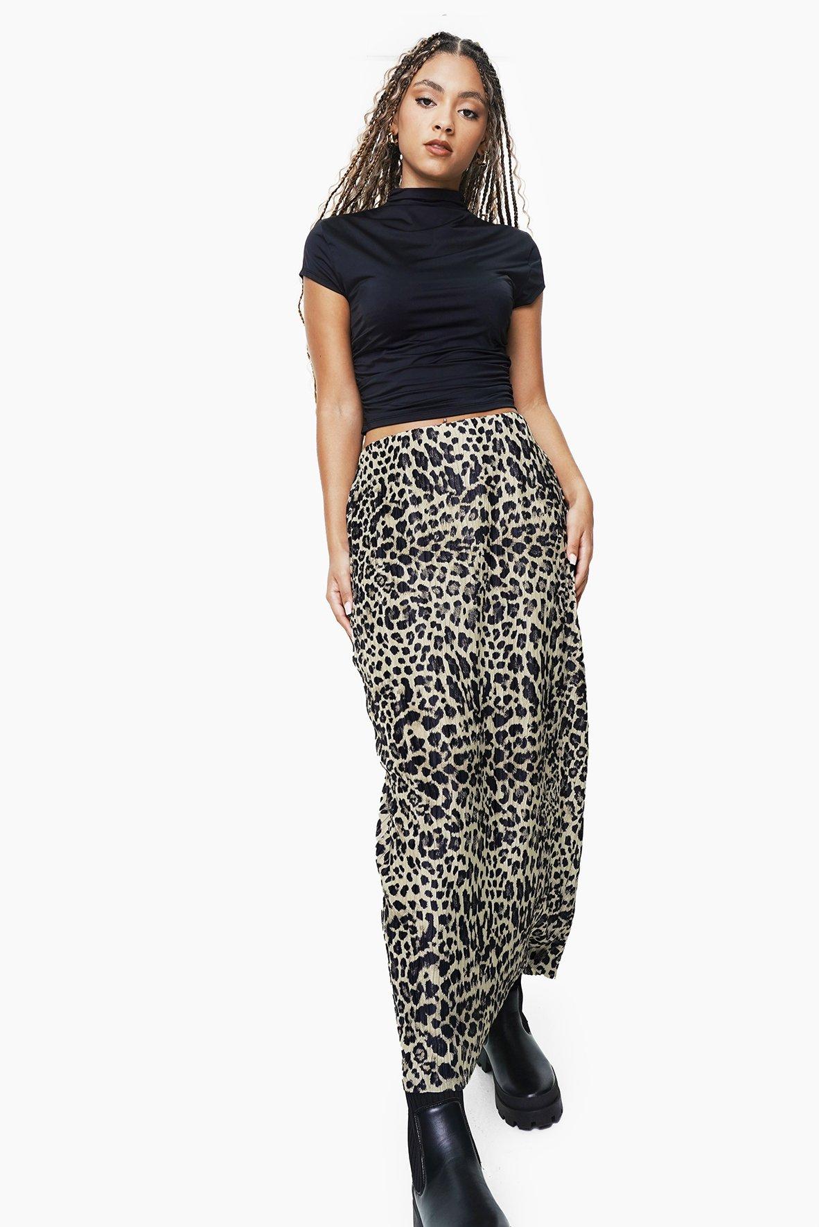 Leopard Print Column Skirt