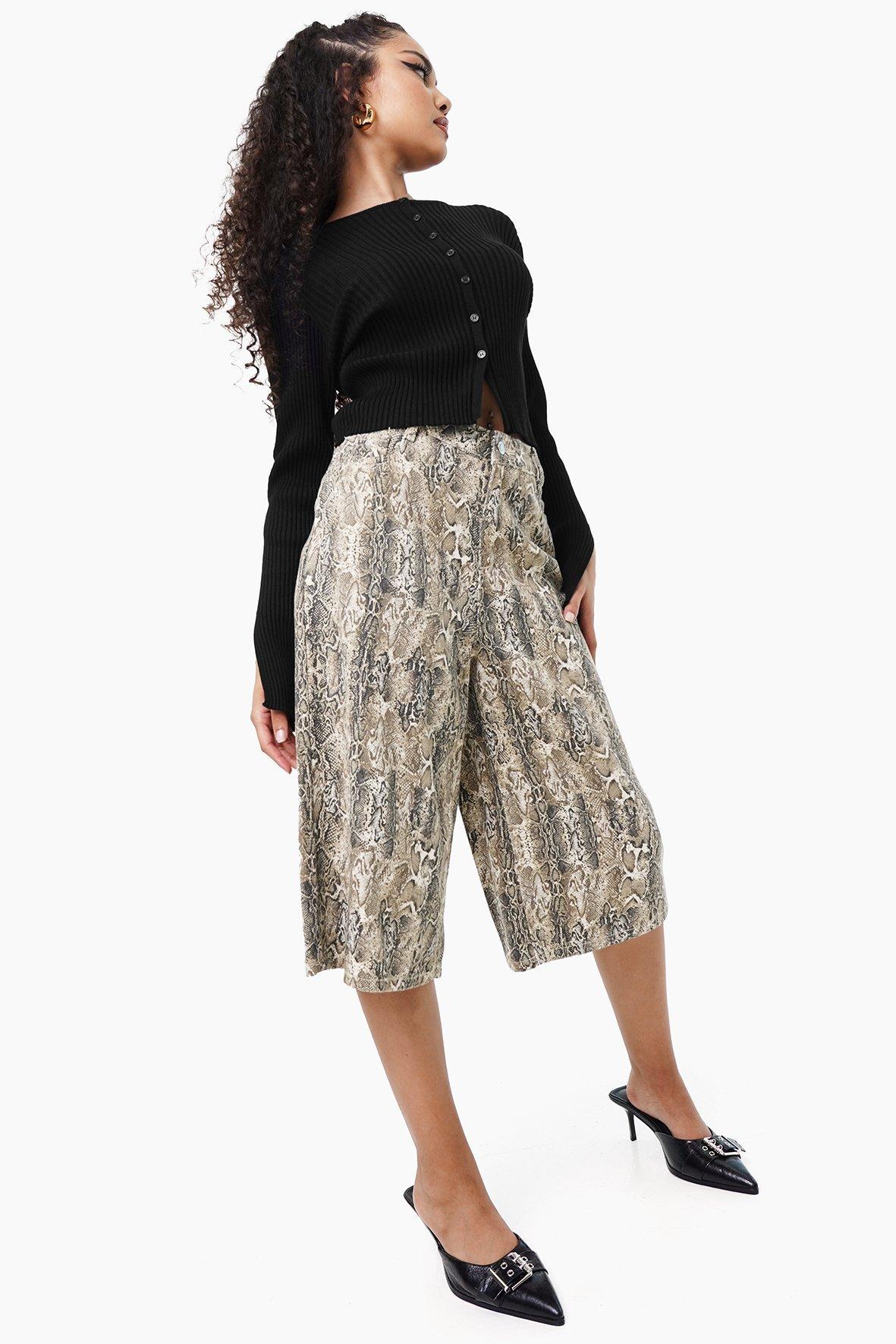 Snake Print Oversized Jorts