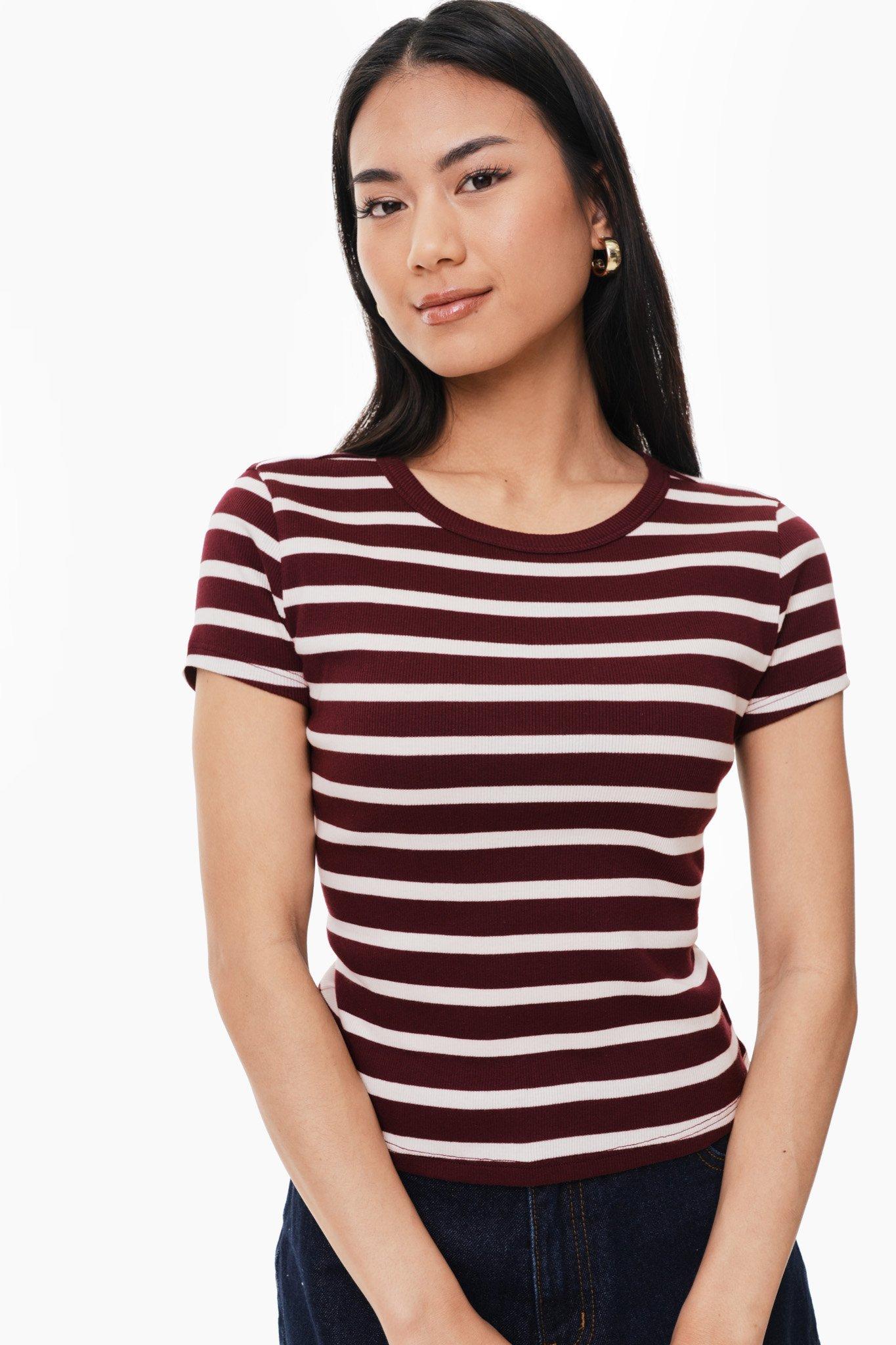 Stripe Ribbed Fitted Top