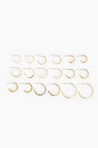 9 Pack Hoop Earrings