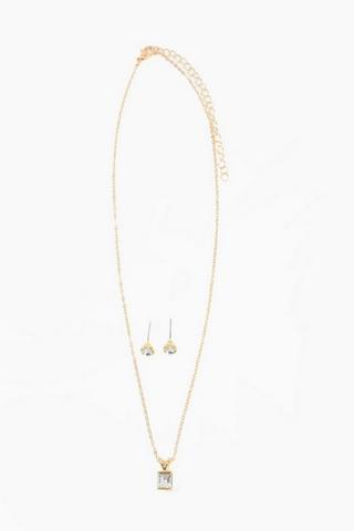 Stud Earrings And Necklace Set