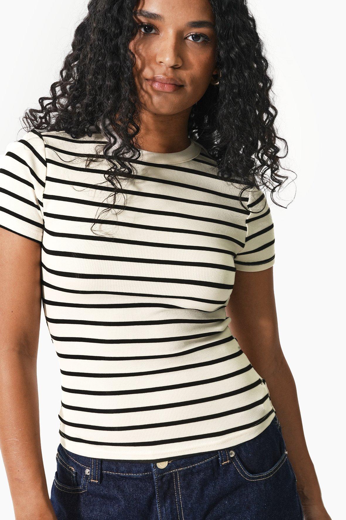 Stripe Ribbed Fitted Top