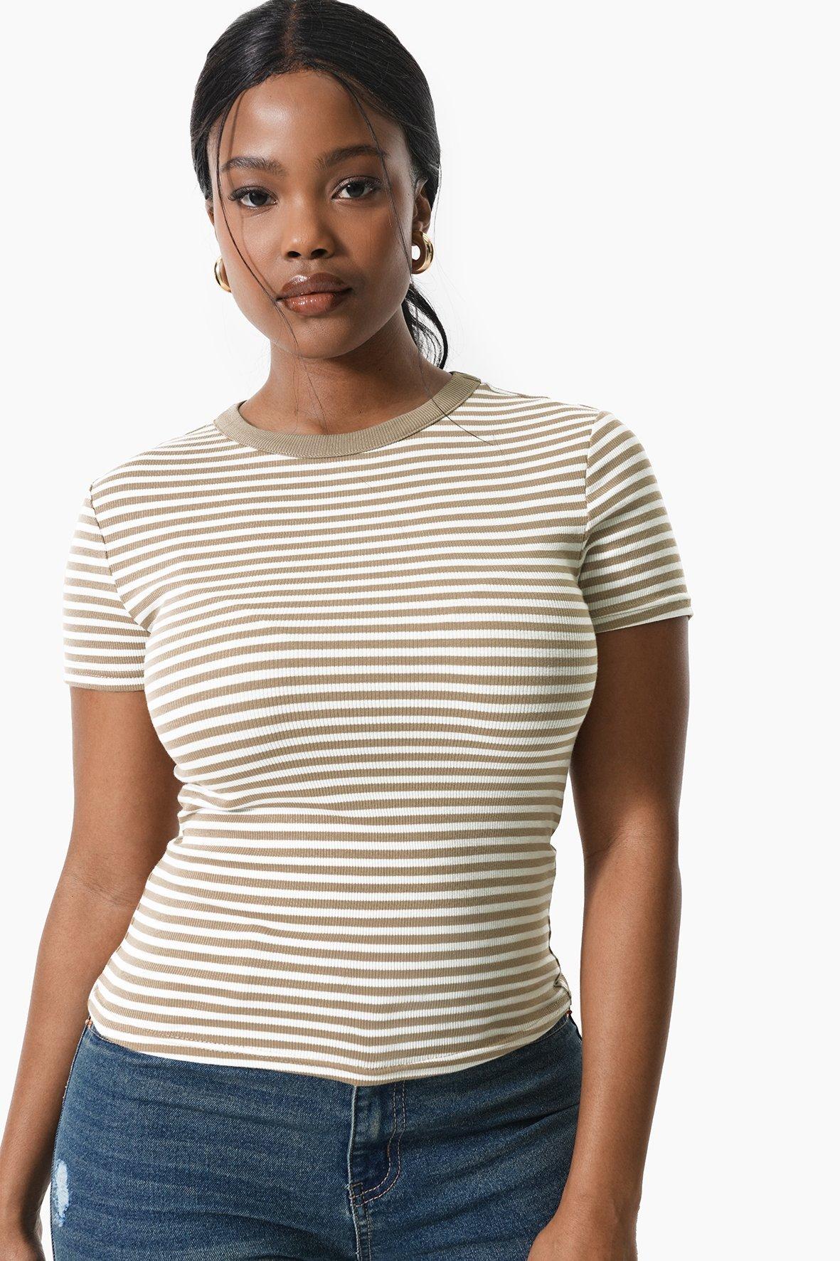 Stripe Ribbed Fitted Top