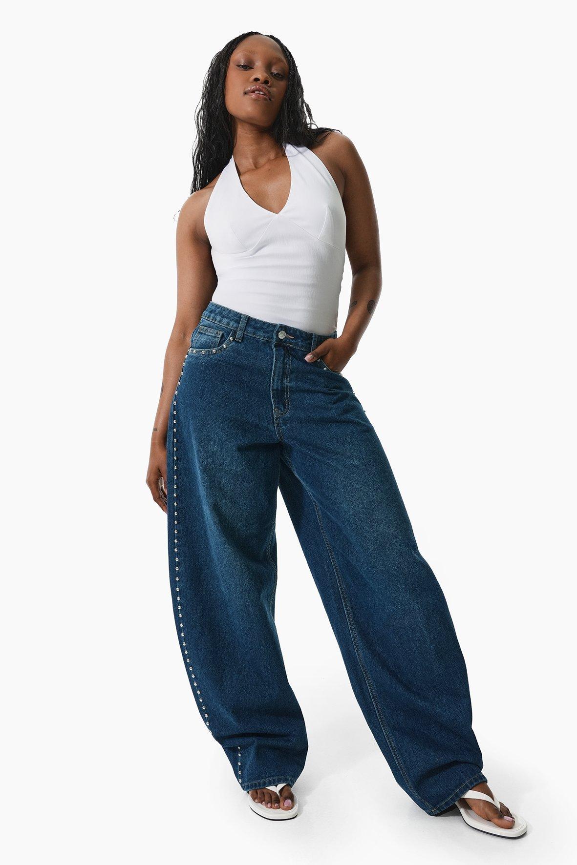 Studded Barrel Denim
