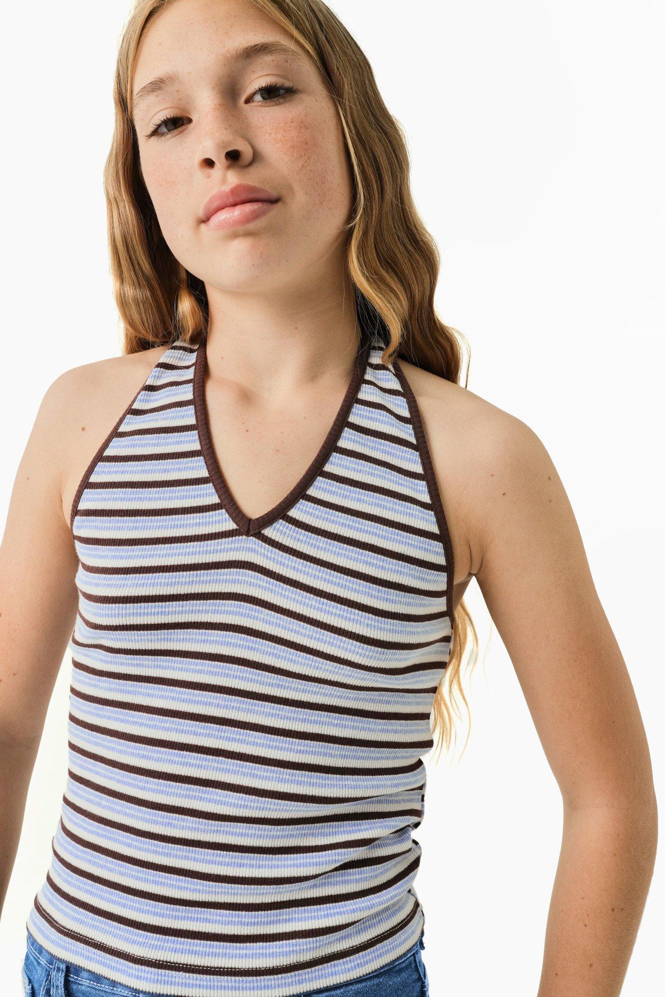 Stripe Halter Neck Top