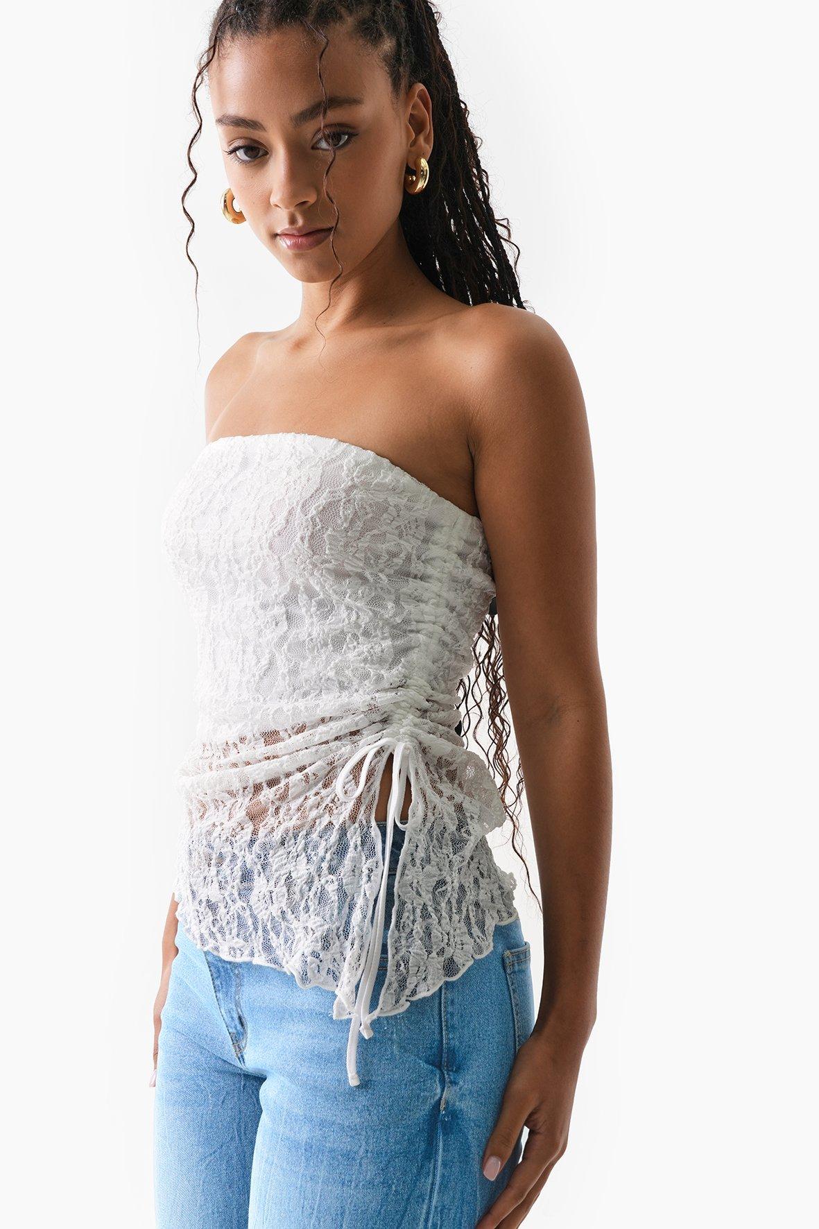 Lace Asymmetrical Bandeau Top