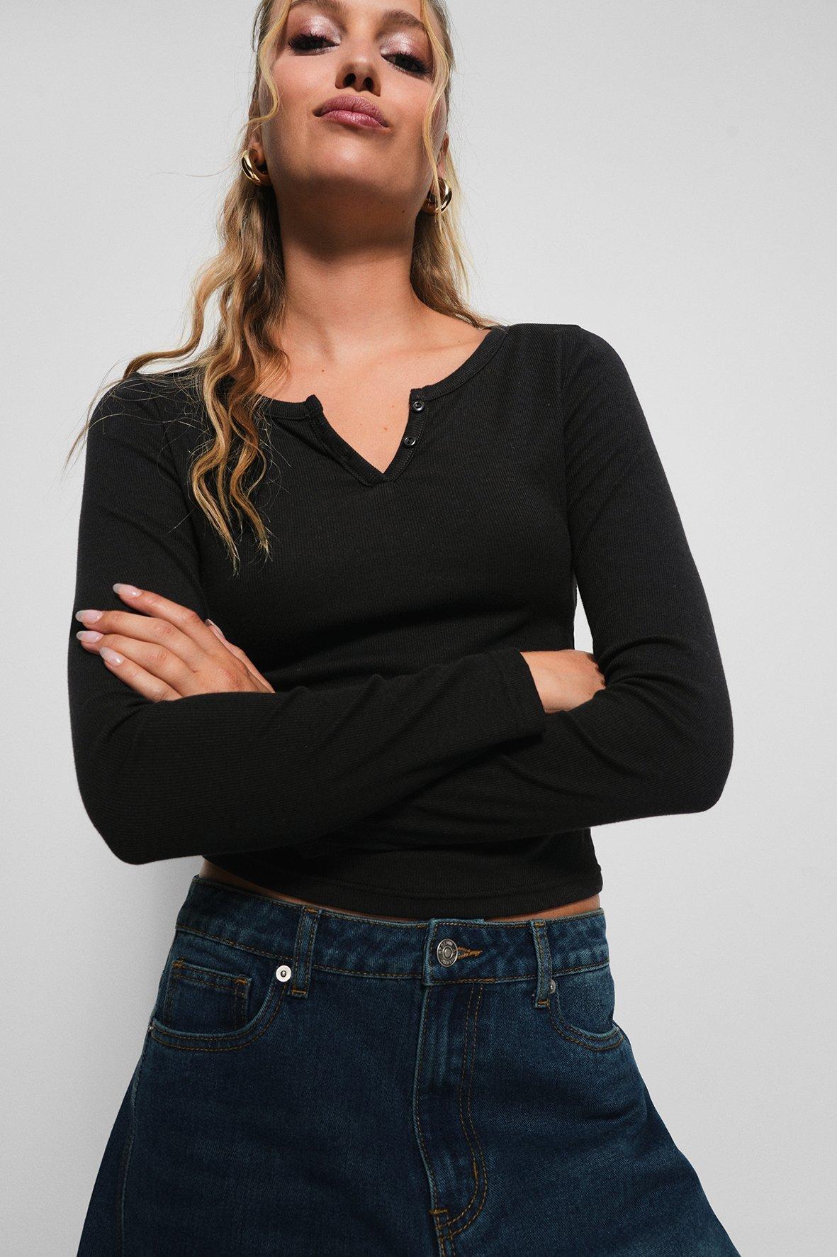 Ribbed Henley Top