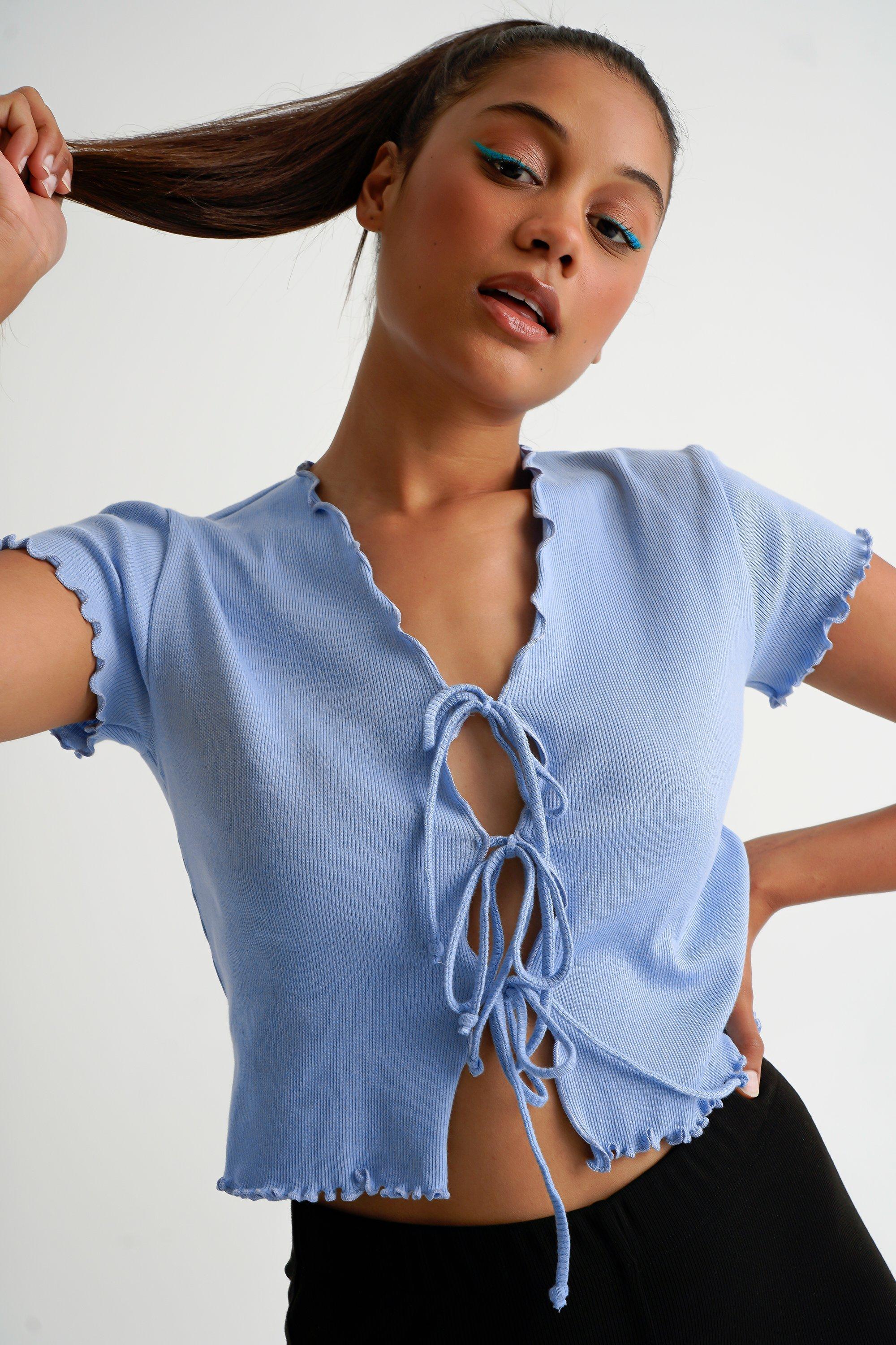 Lettuce Hem Tie Front Tee