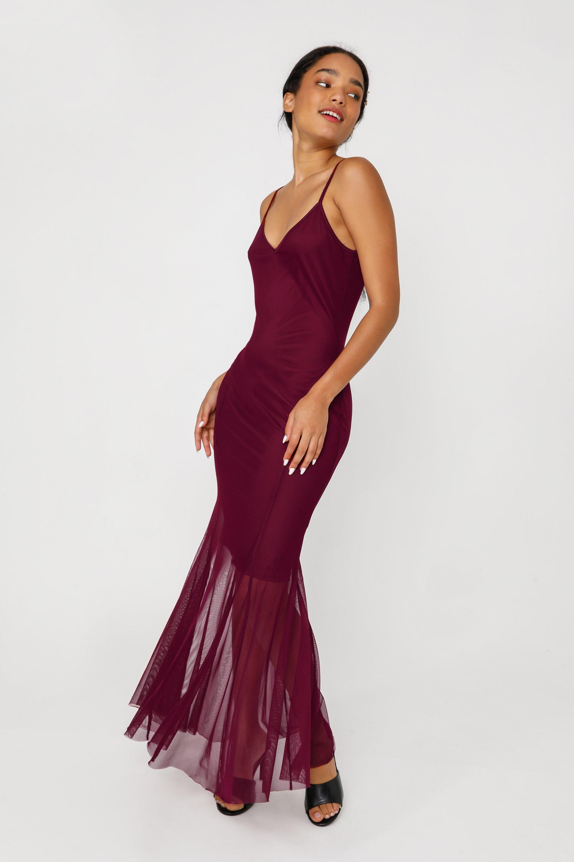 Mesh Fit And Flare Maxi Dress