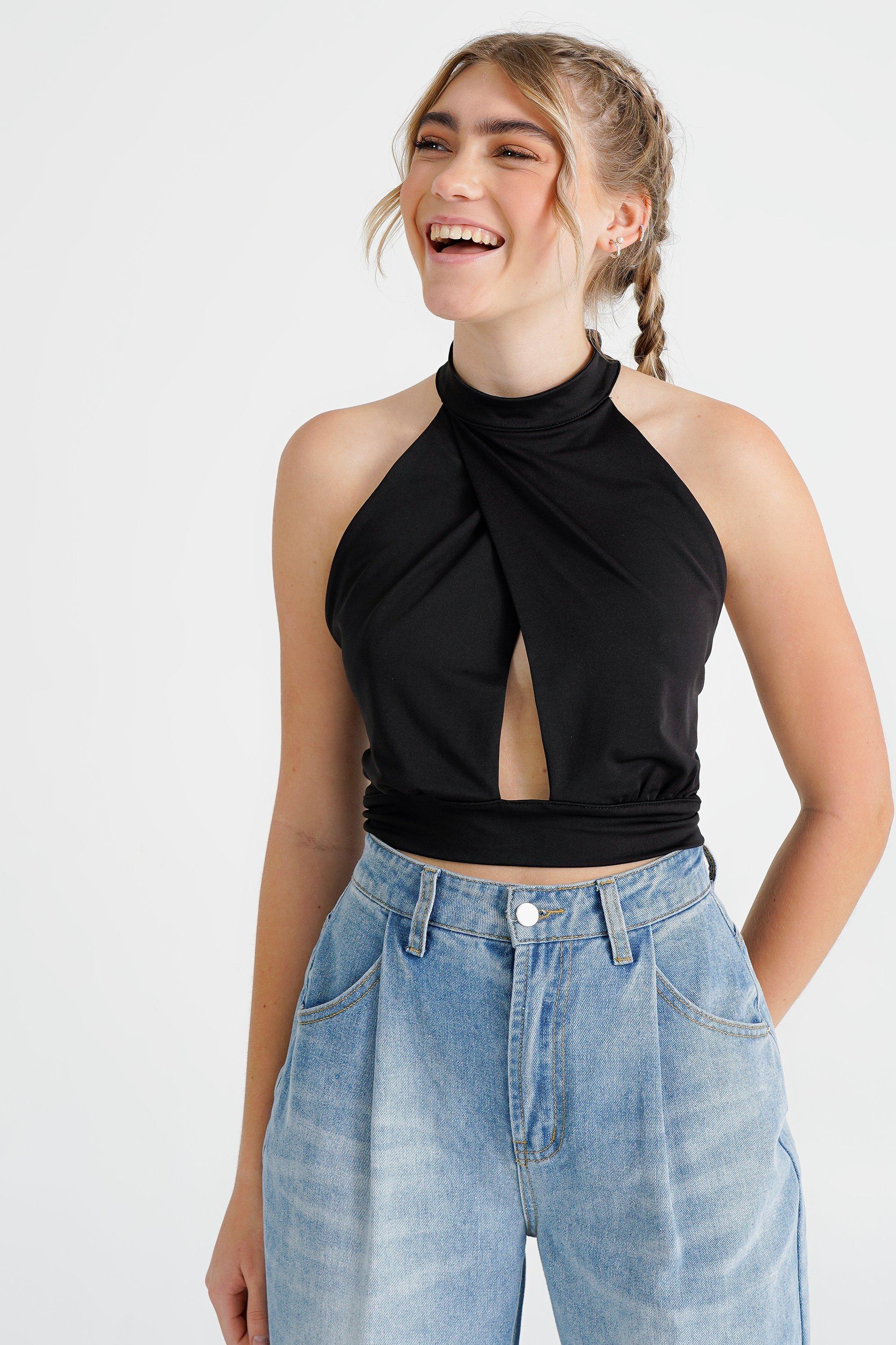 Cut Out Halter Crop Top