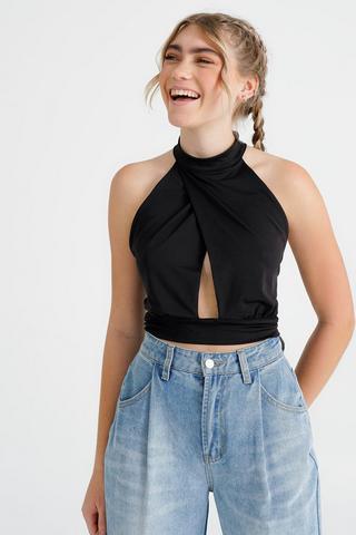 Cut Out Halter Crop Top