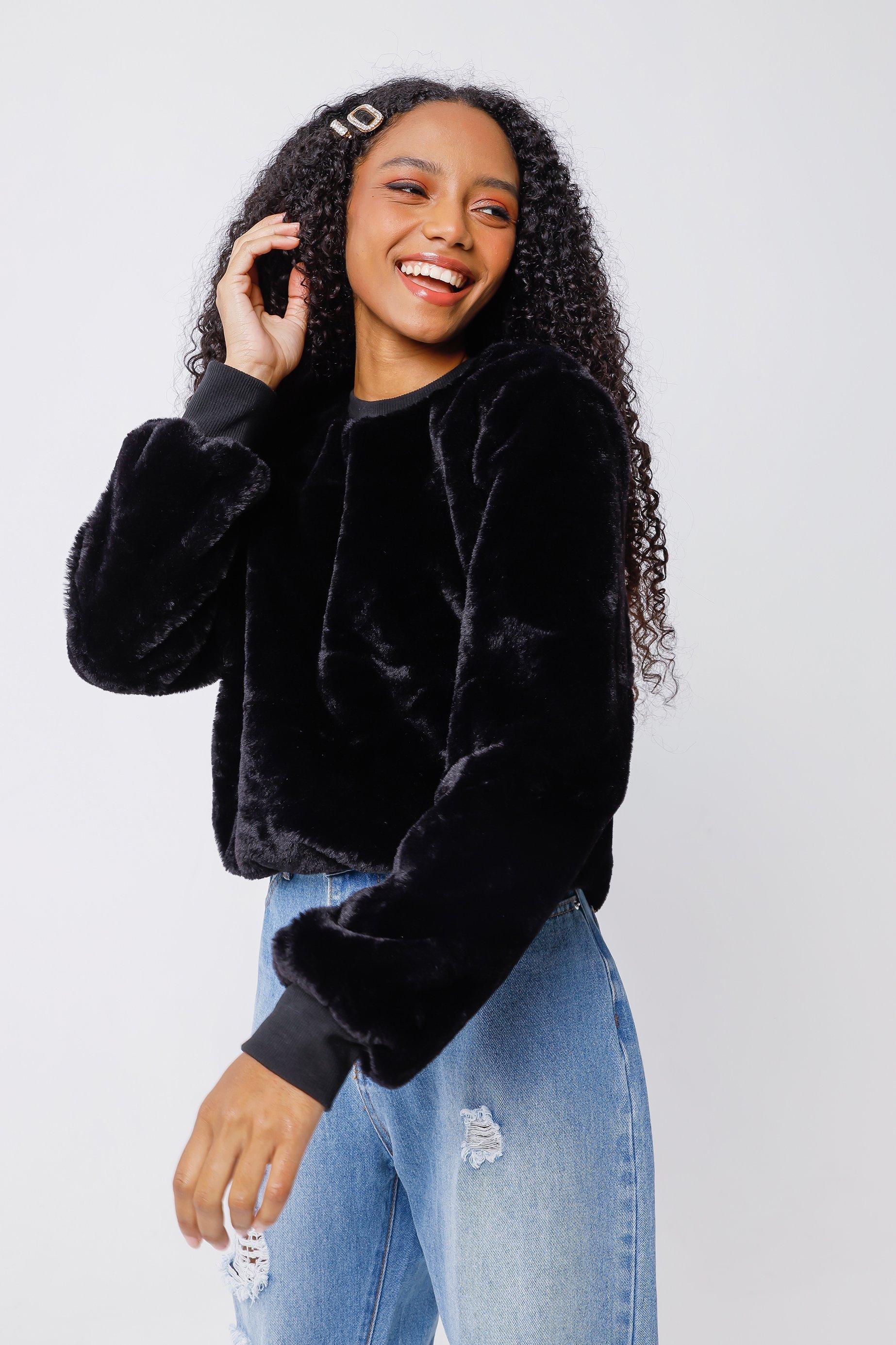 Faux Fur Boxy Pullover