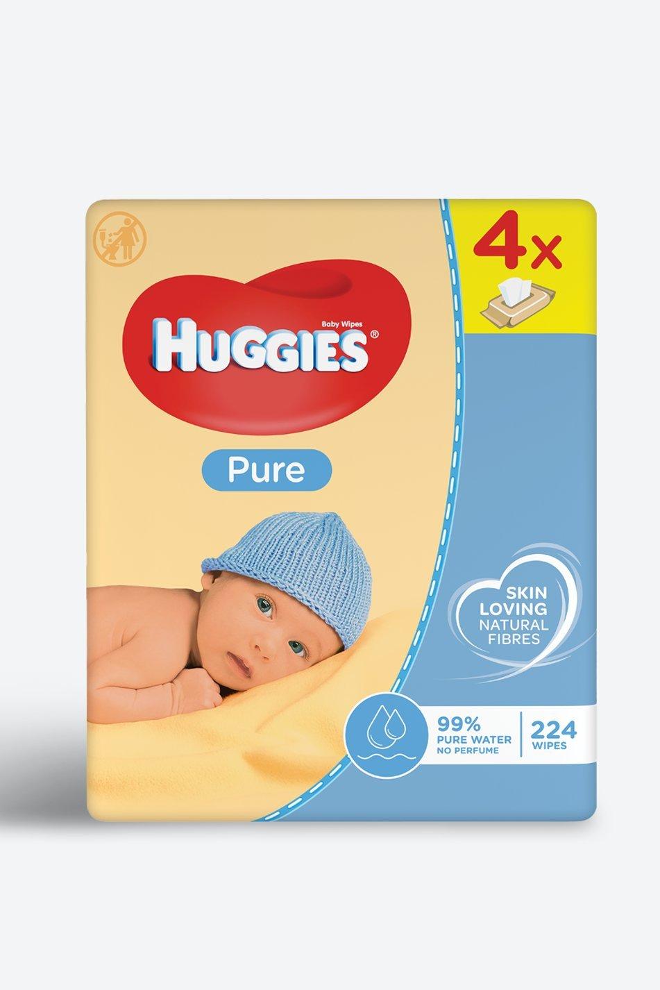 Huggies Pure Baby Wipes 4 X 56