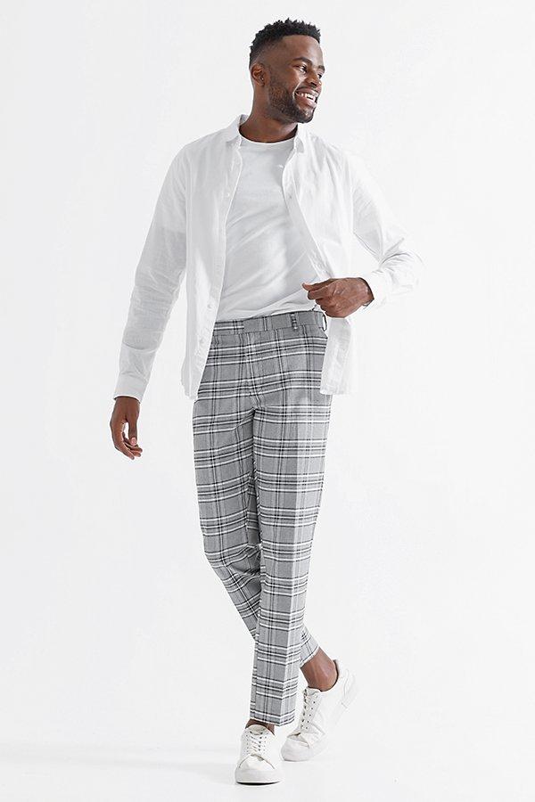 Check Print Slim Fit Pants