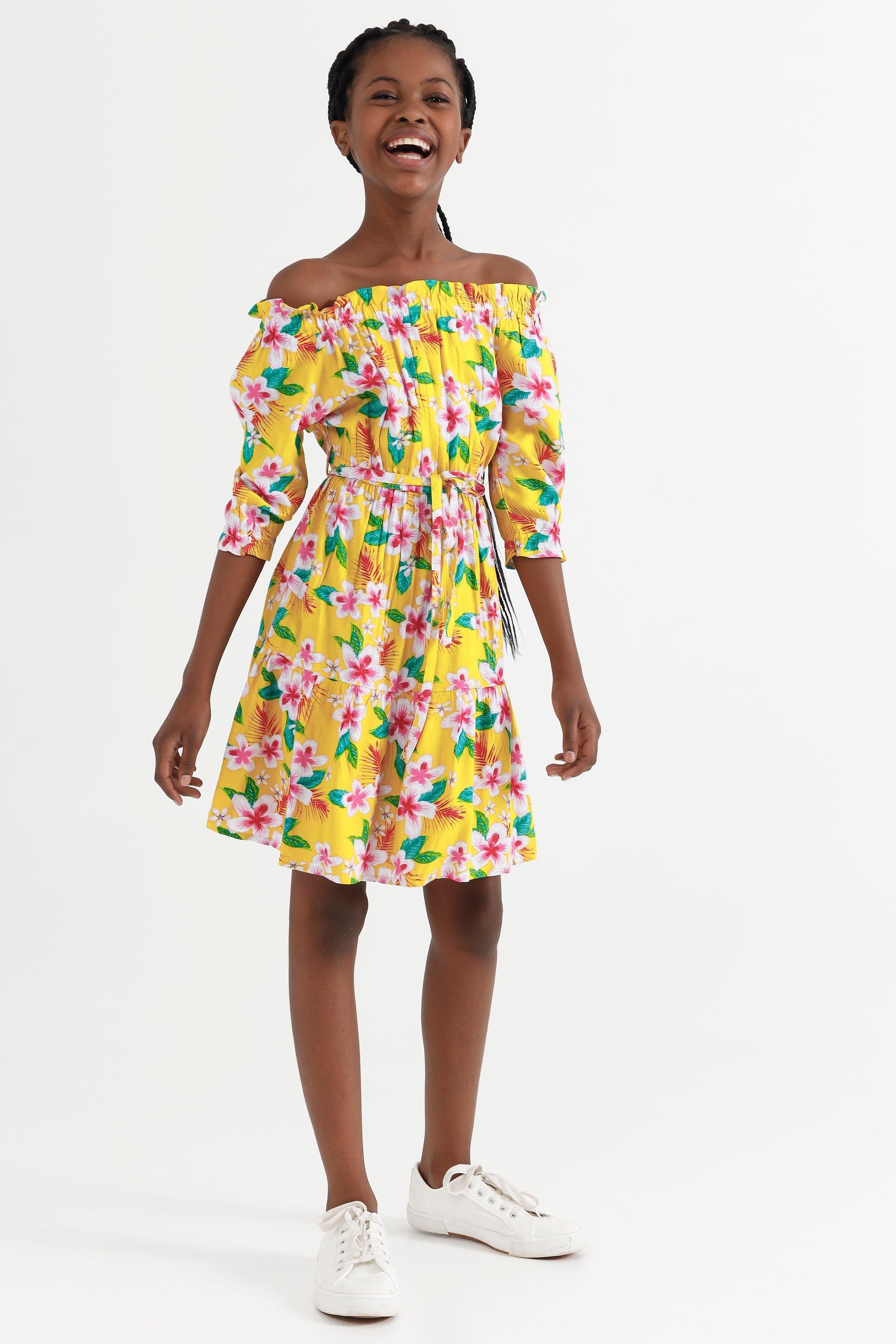 Floral Print Off The Shoulder Dress