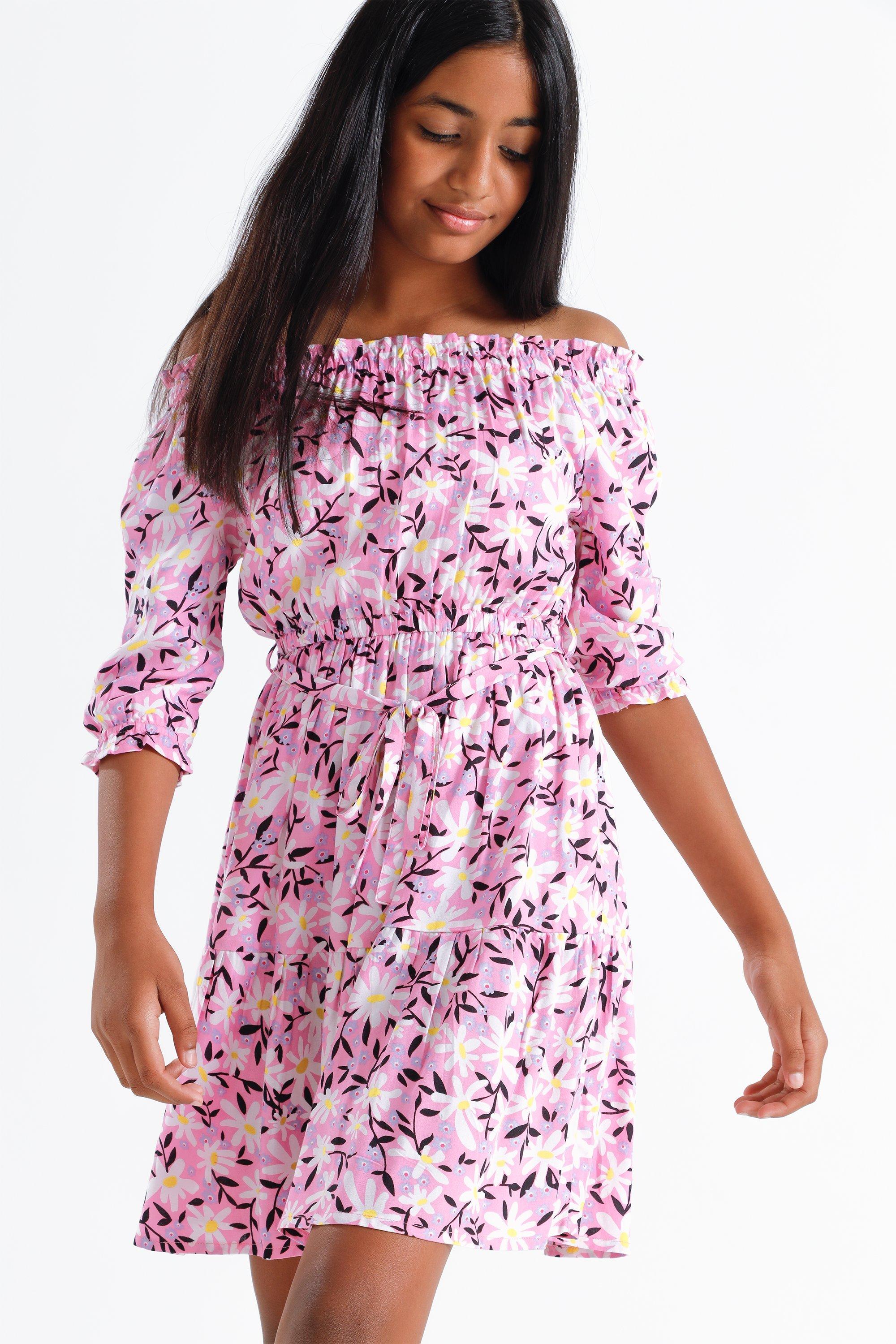 Floral Print Off The Shoulder Dress