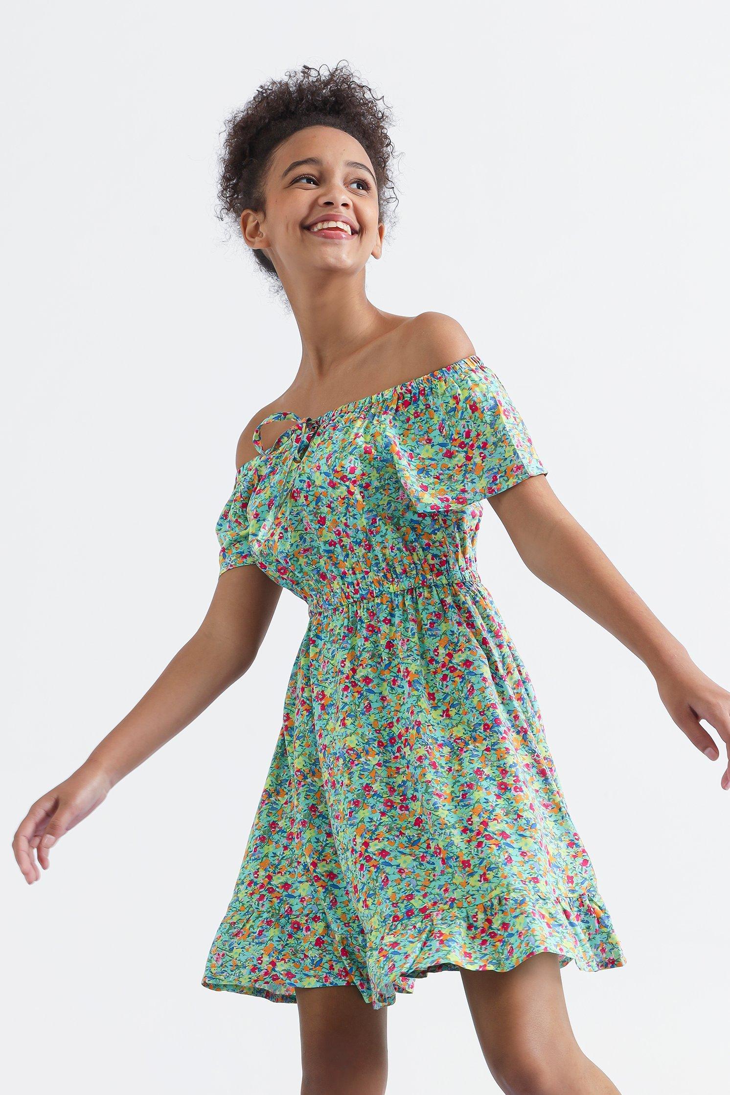 Floral Print Off The Shoulder Dress