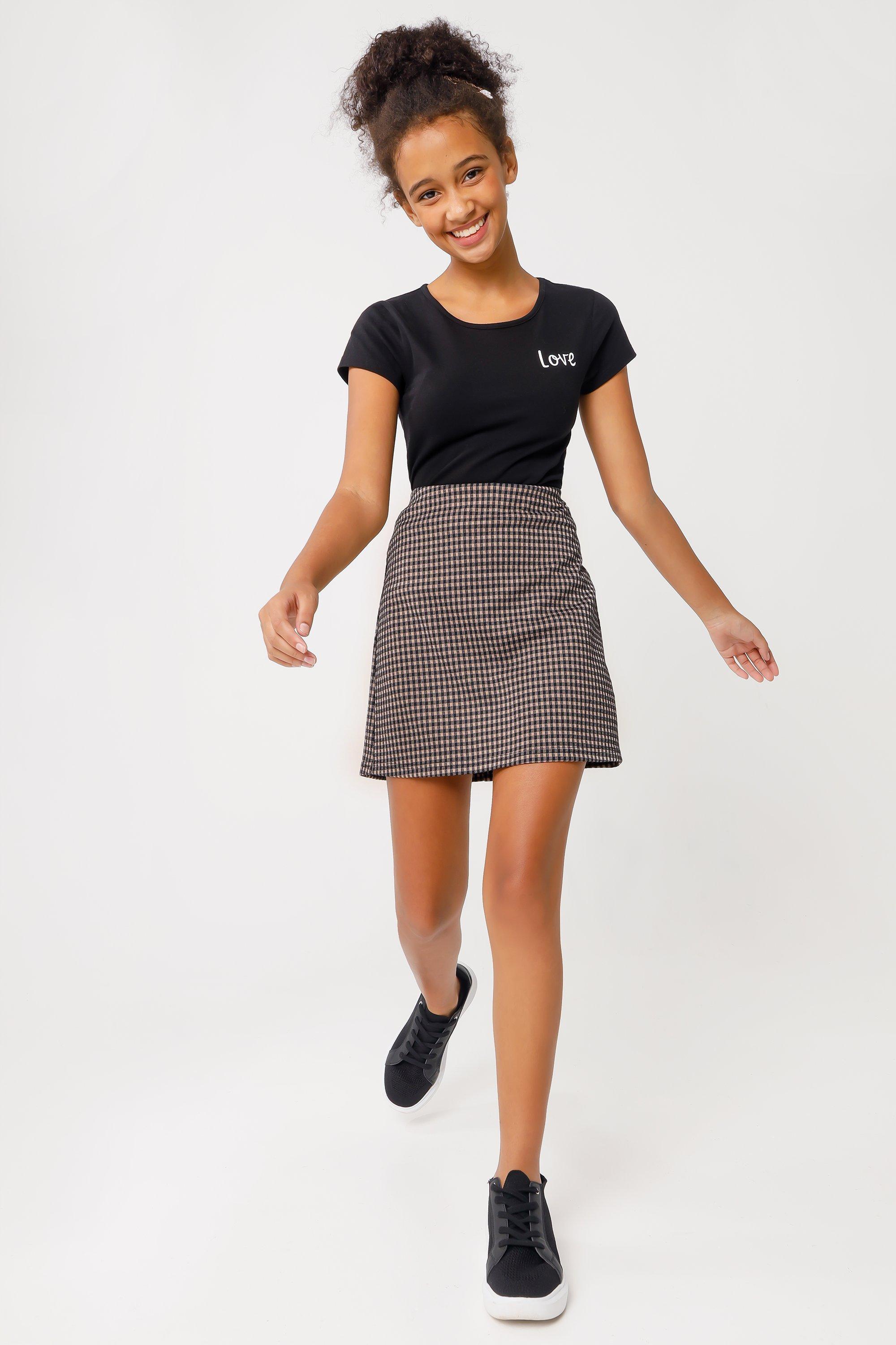 A-line Check Skirt