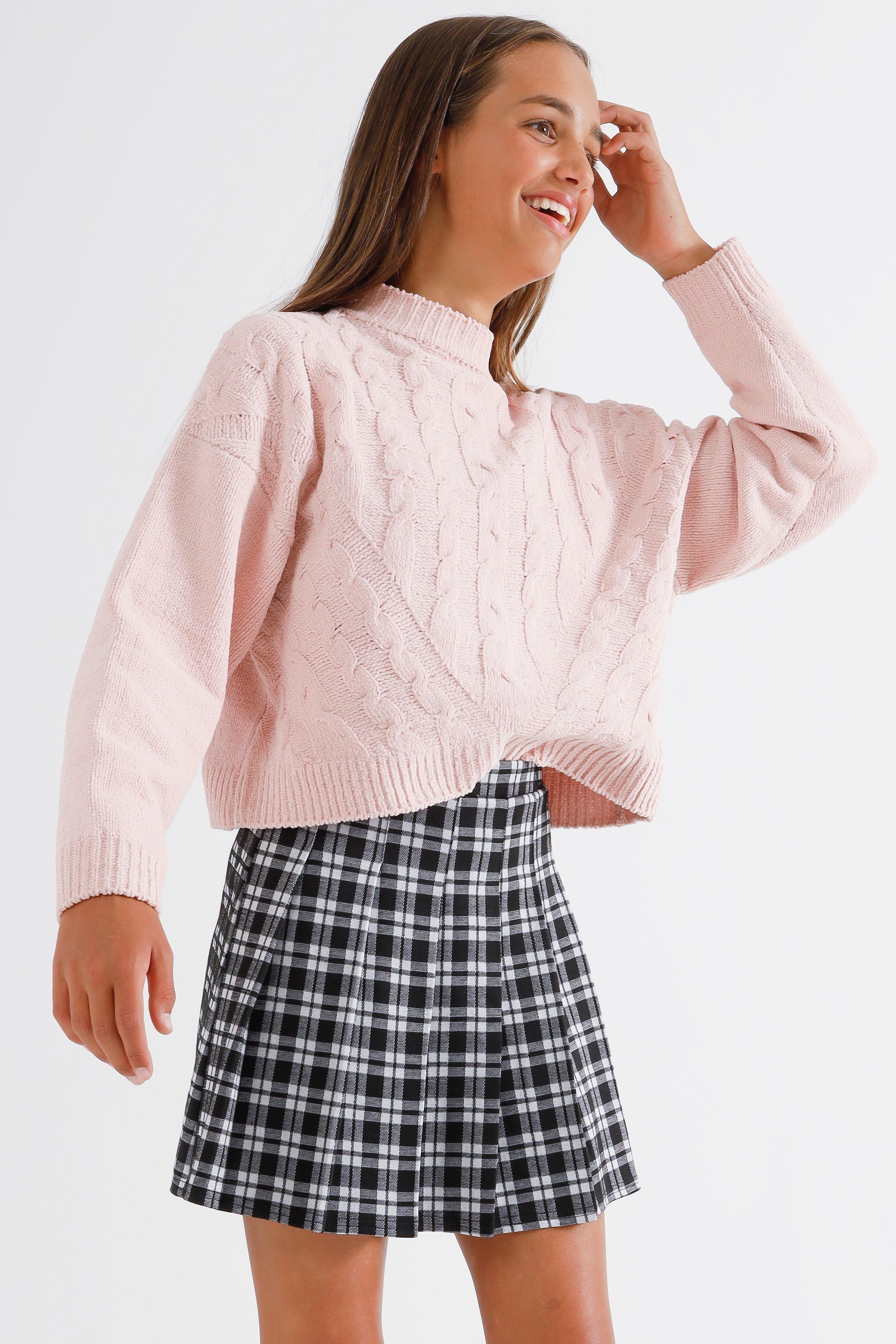 Pleated Check Skirt