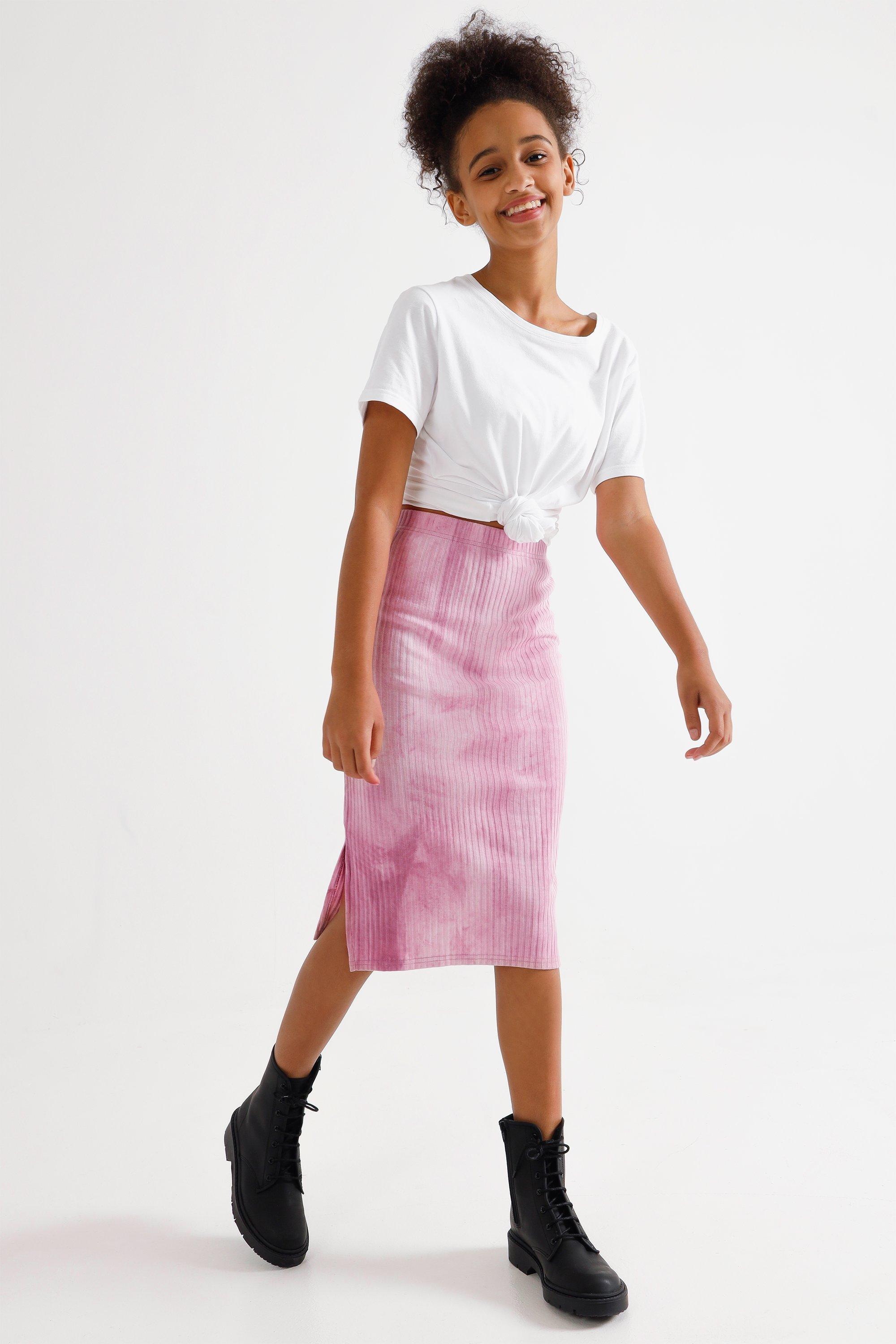 Printed Ribbed Bodycon Skirt