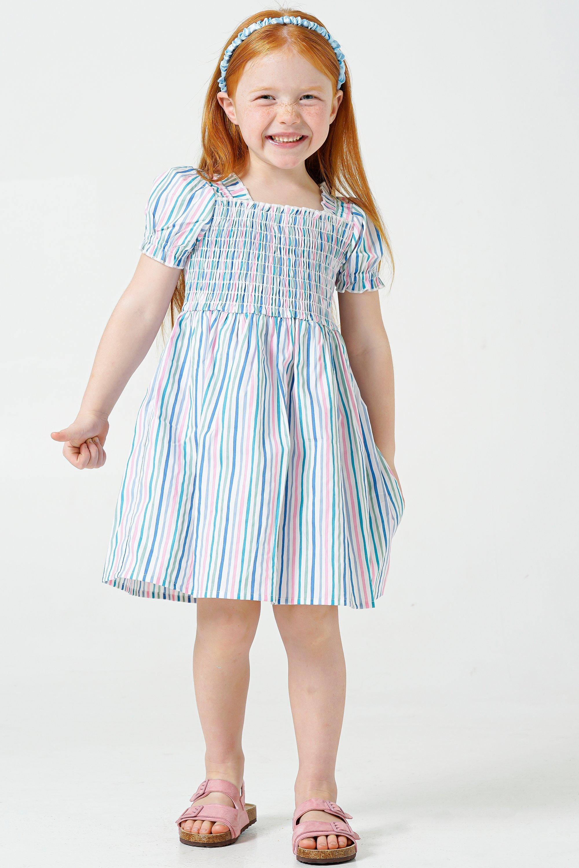 Stripe Shirred Dress