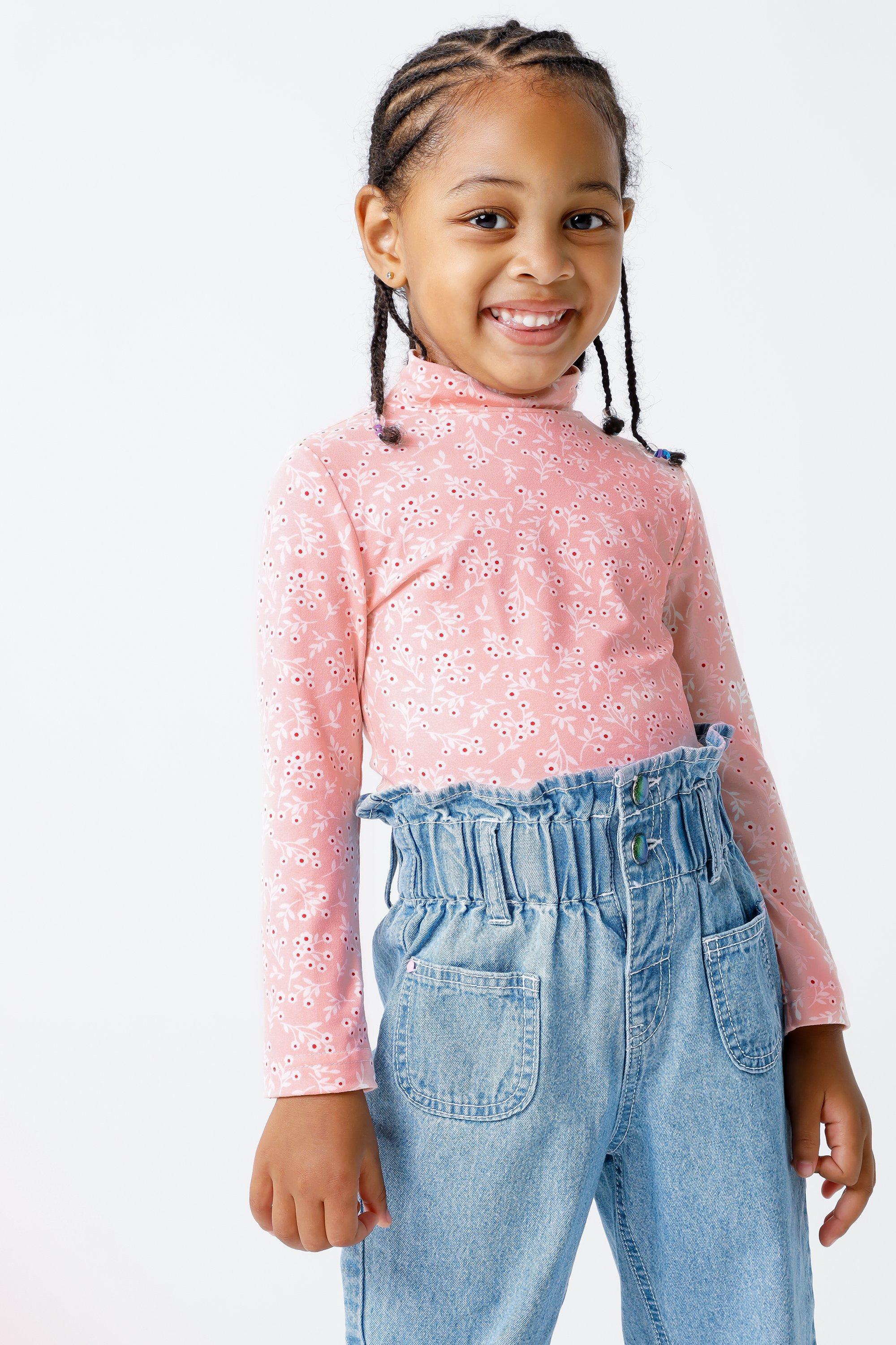 Floral Print Turtle Neck Top