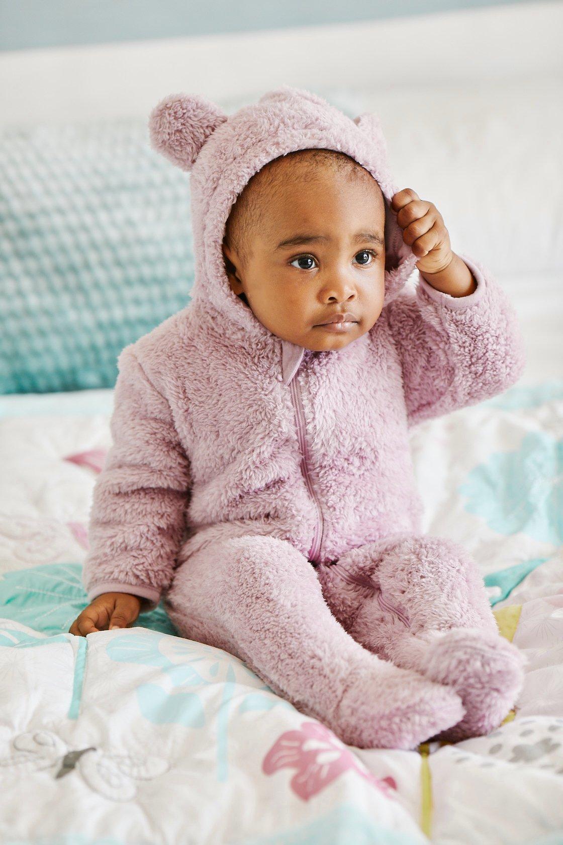 Hooded Teddy Fleece Sleepsuit