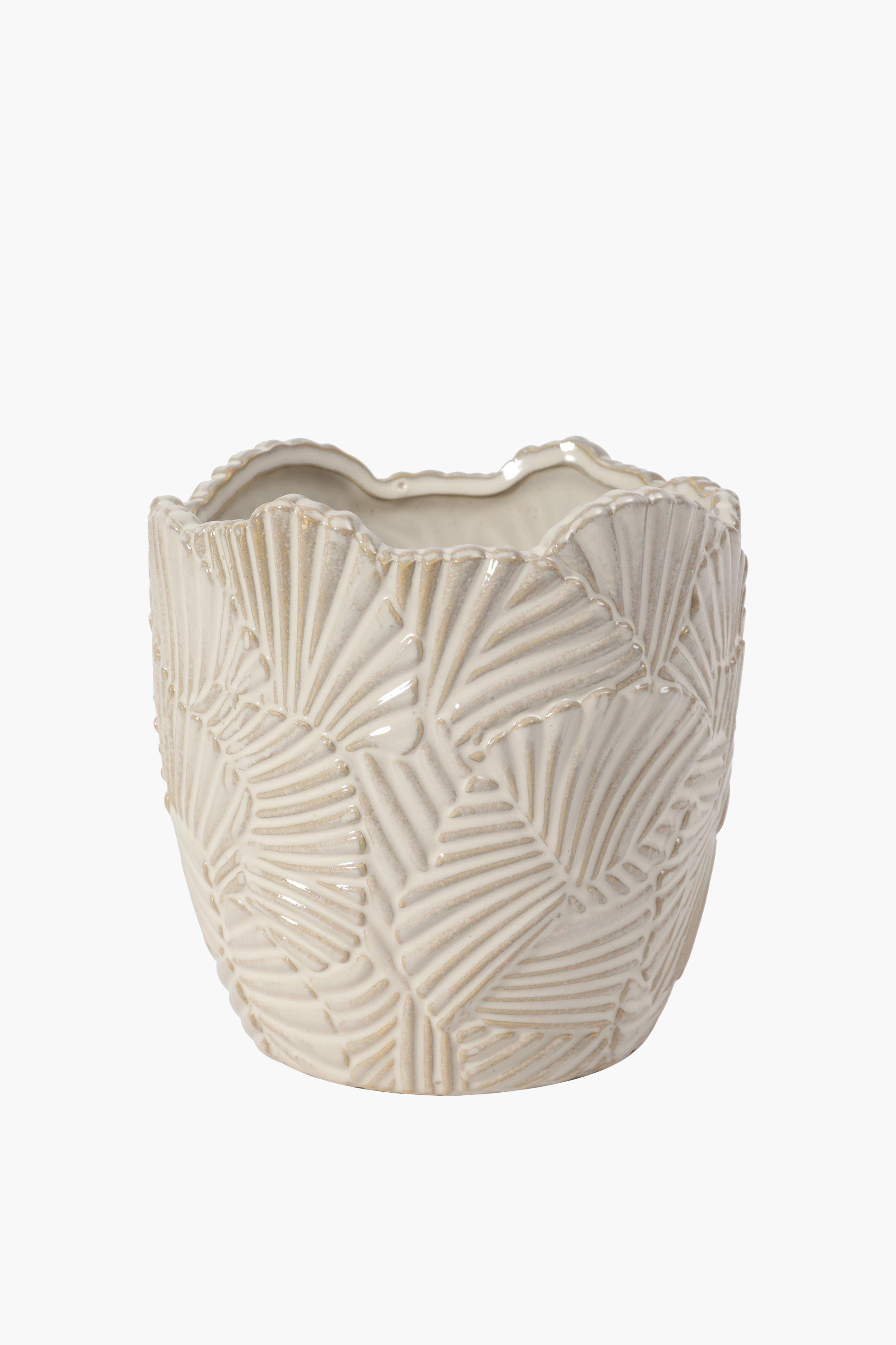 Shell Scallop Ceramic Planter, 17x17cm