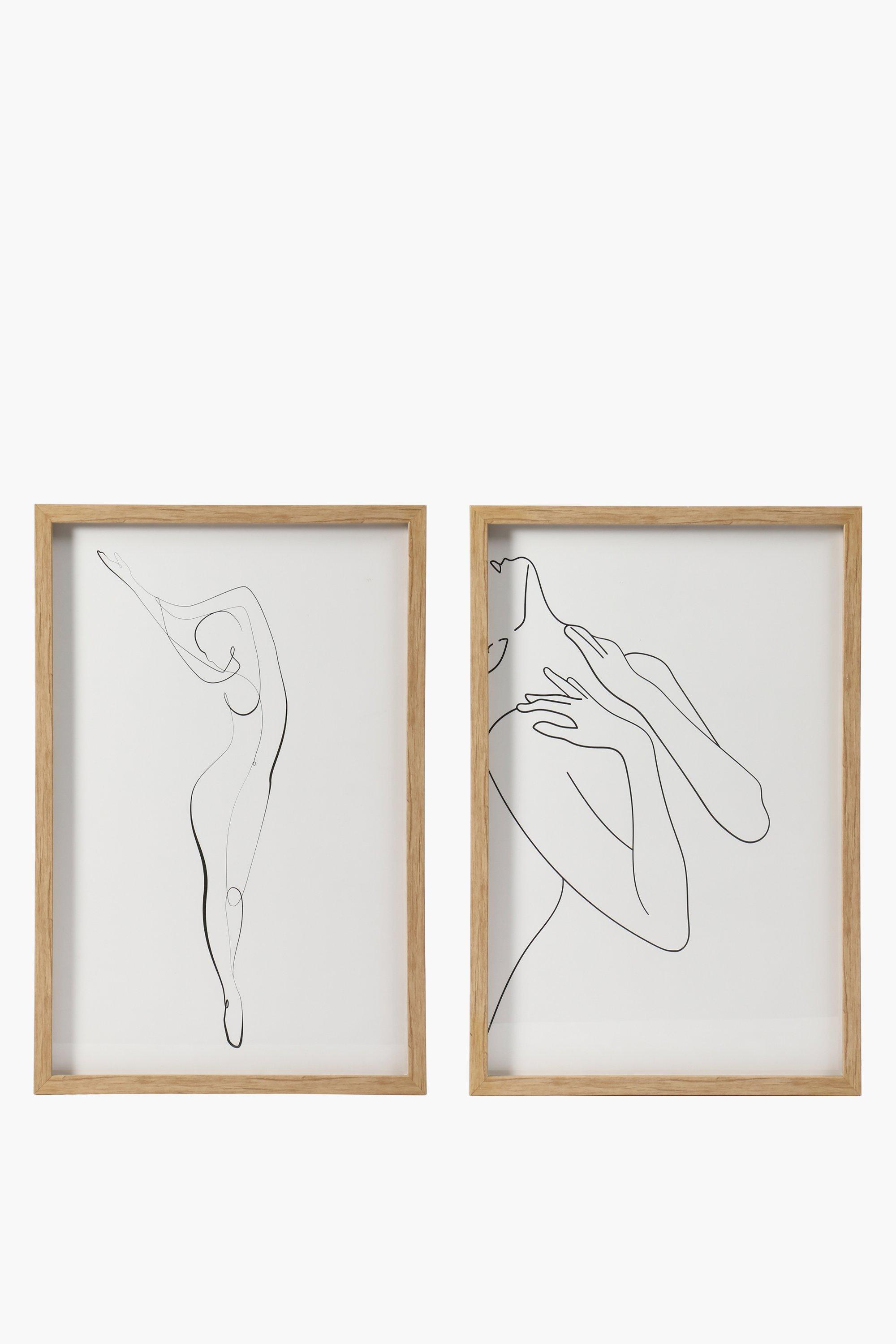 2 Piece Framed Line Art, 40x60cm