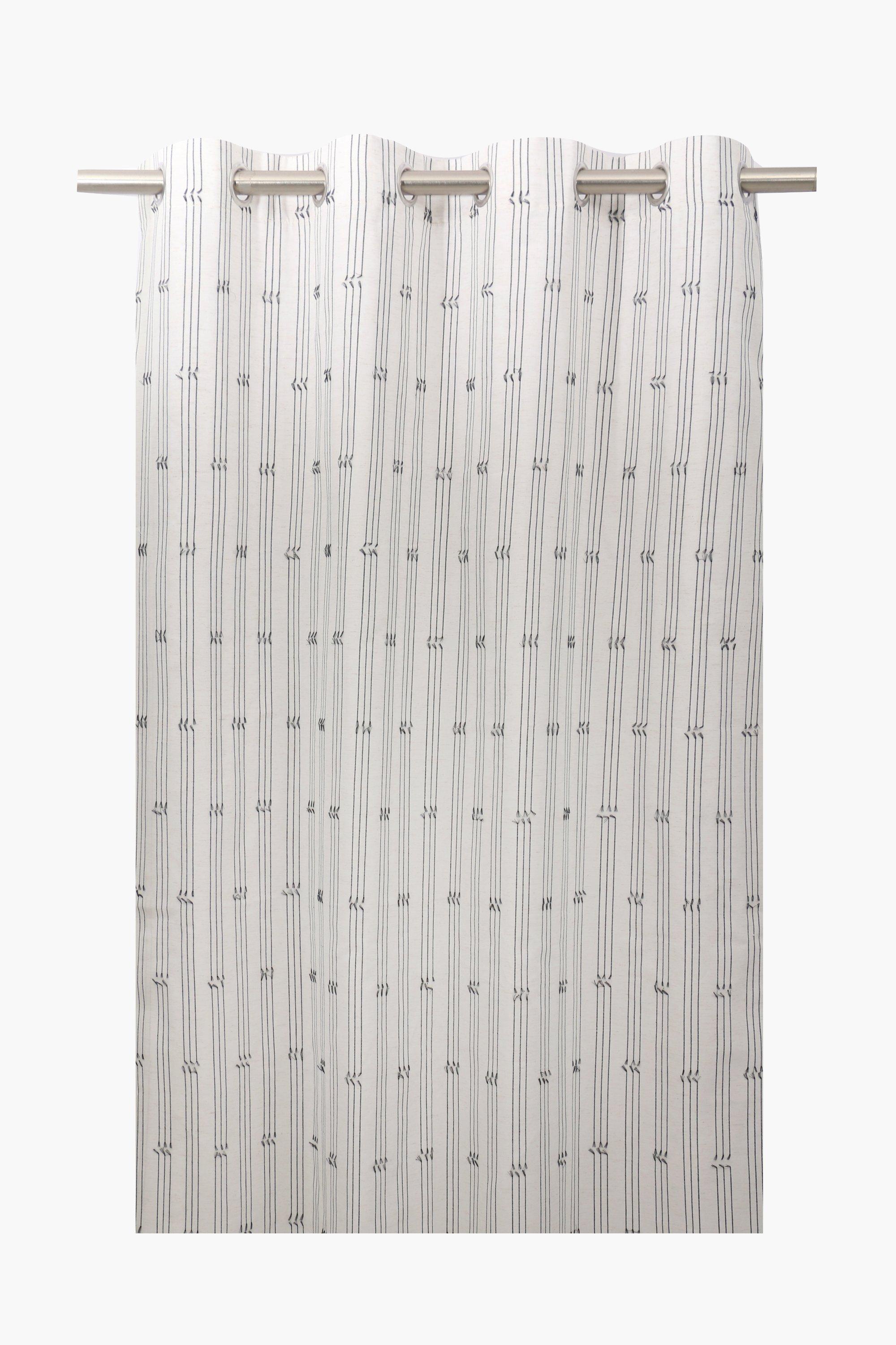 Seattle Embroidered Stripe Eyelet Curtain, 140x225cm