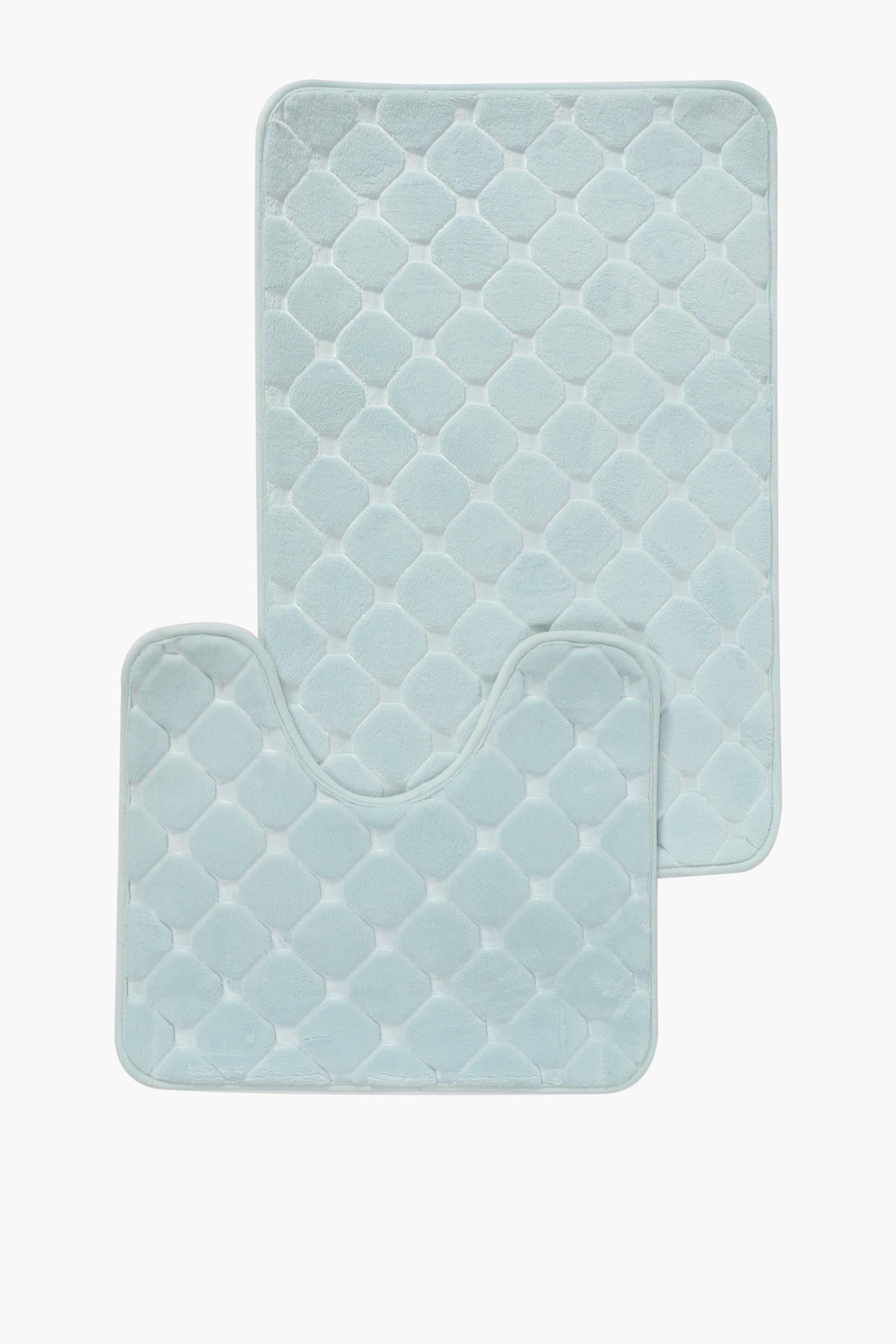 2 Piece Embossed Foam Bath Mat Set