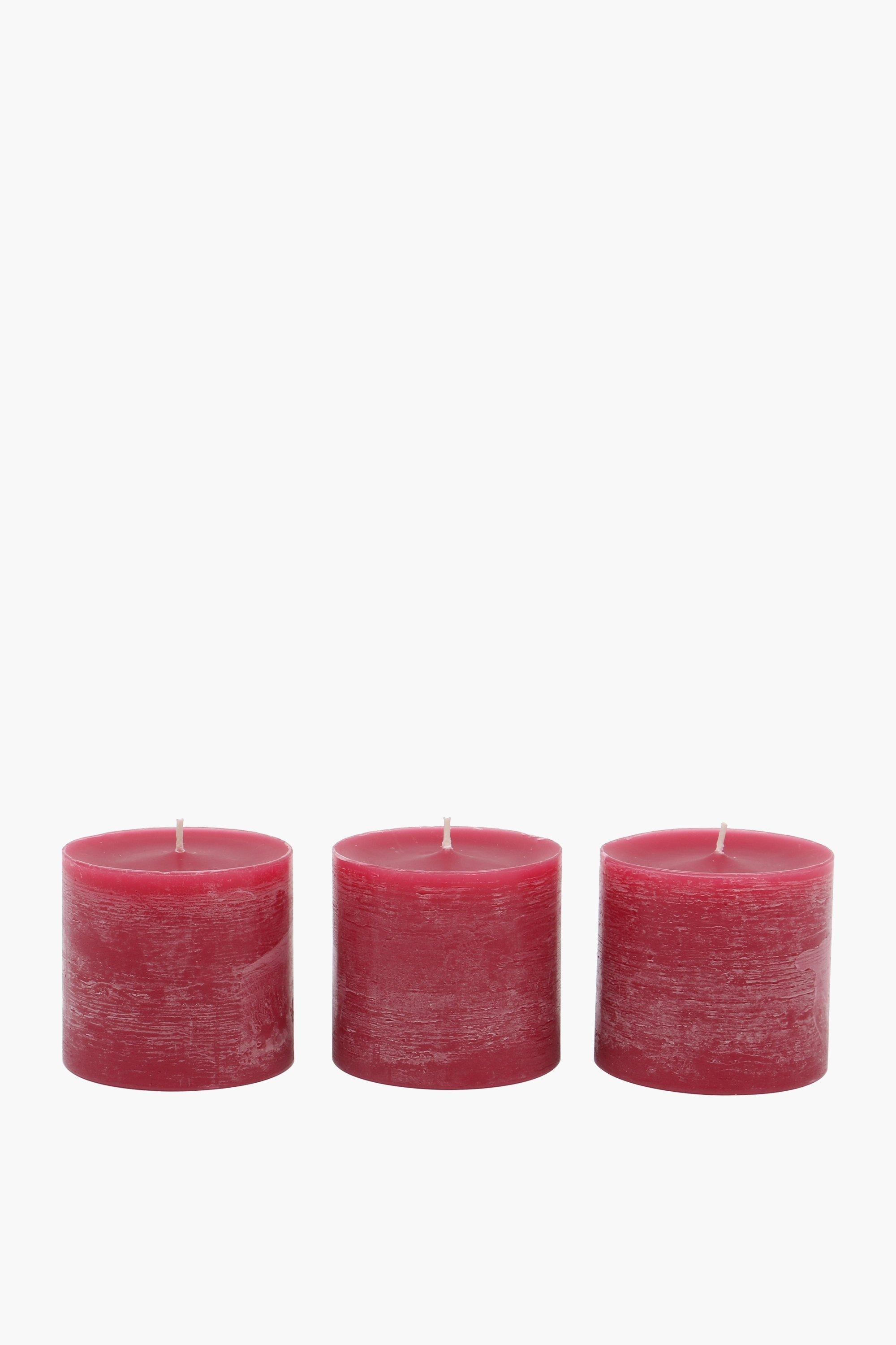 3 Pack Cranberry Candles, 7x7,5cm