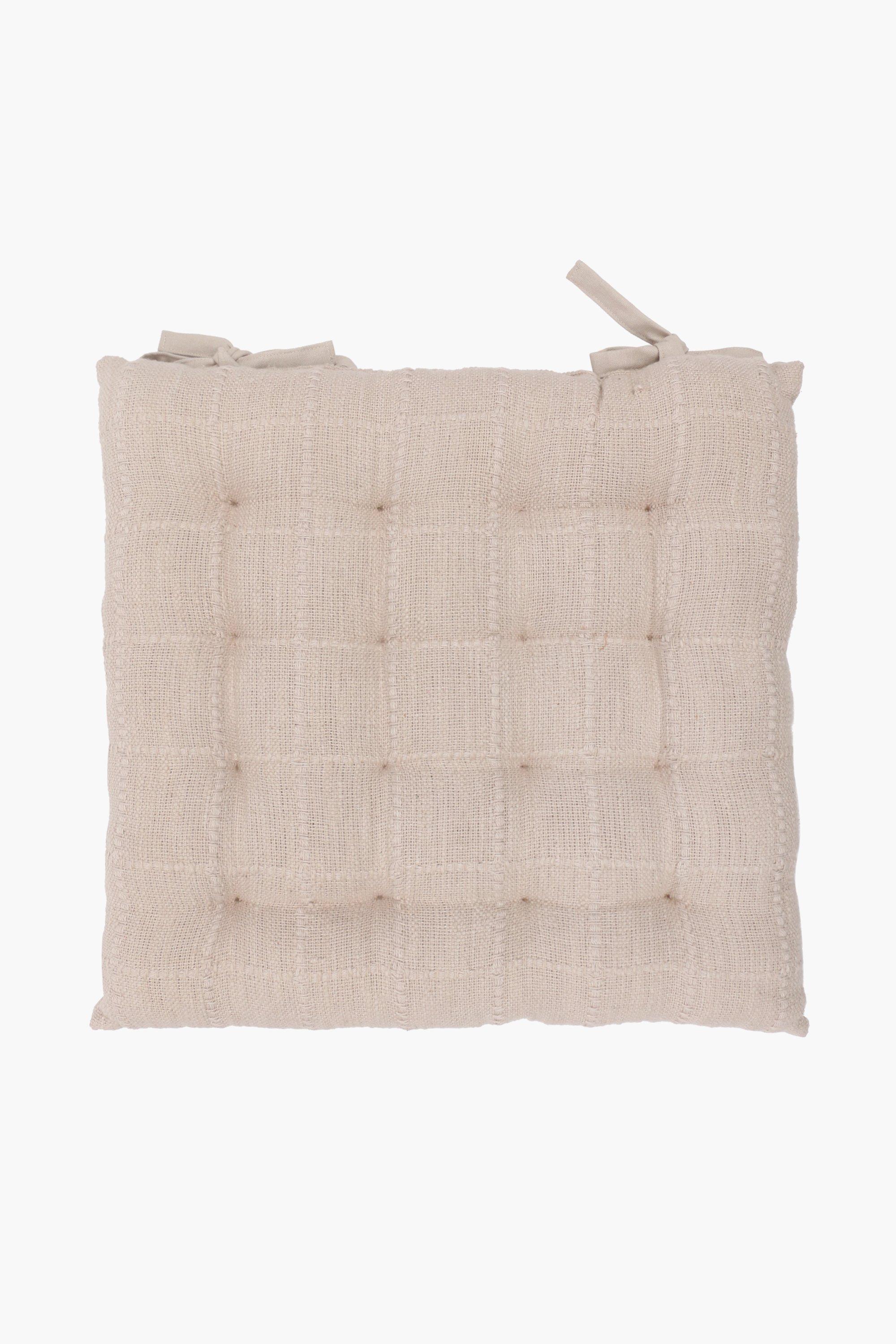 Textured Check Cotton Chair Pad, 50x50cm