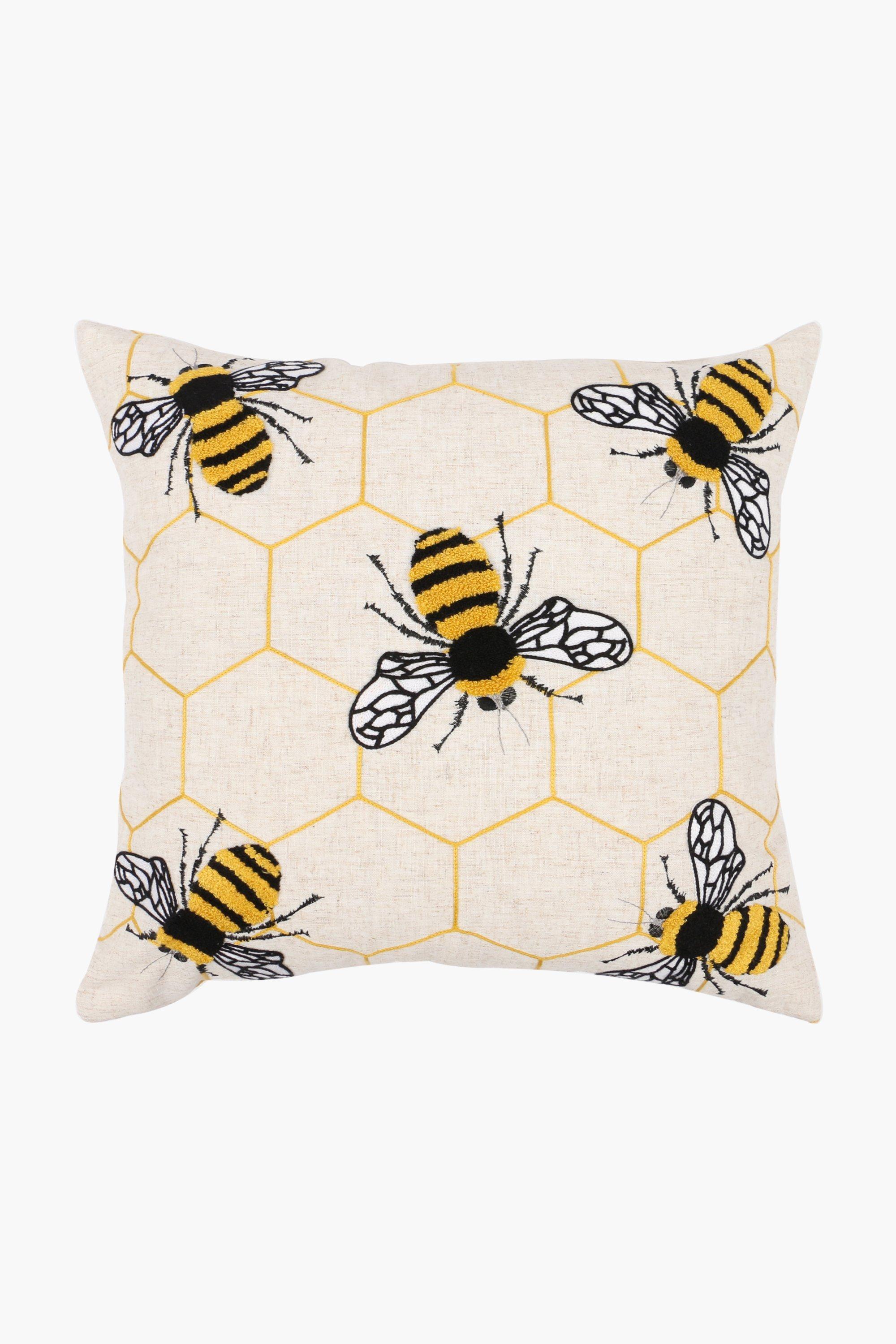 Embroidered Bennet Bee Scatter Cushion, 50x50cm