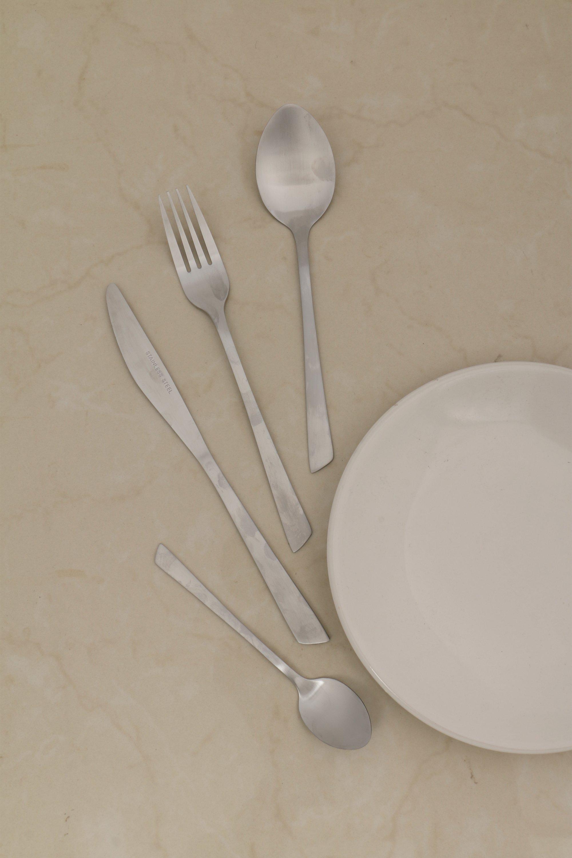 16 Piece Stainless Steel Matt Slant Cutlery Set