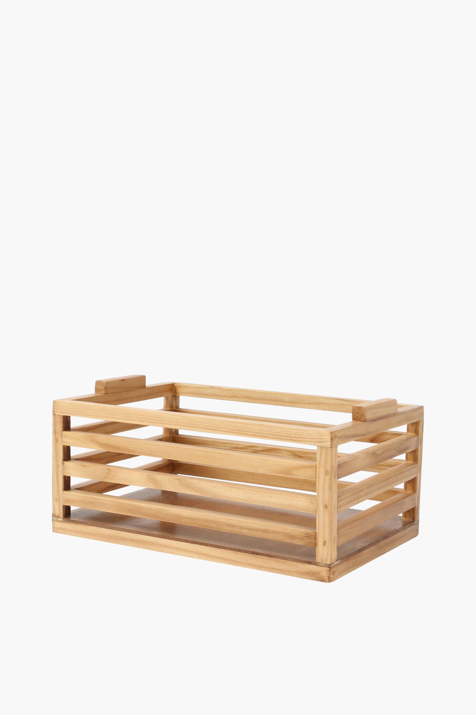 Washed Pine Wooden Crate Medium, L34 X W27 X H20cm