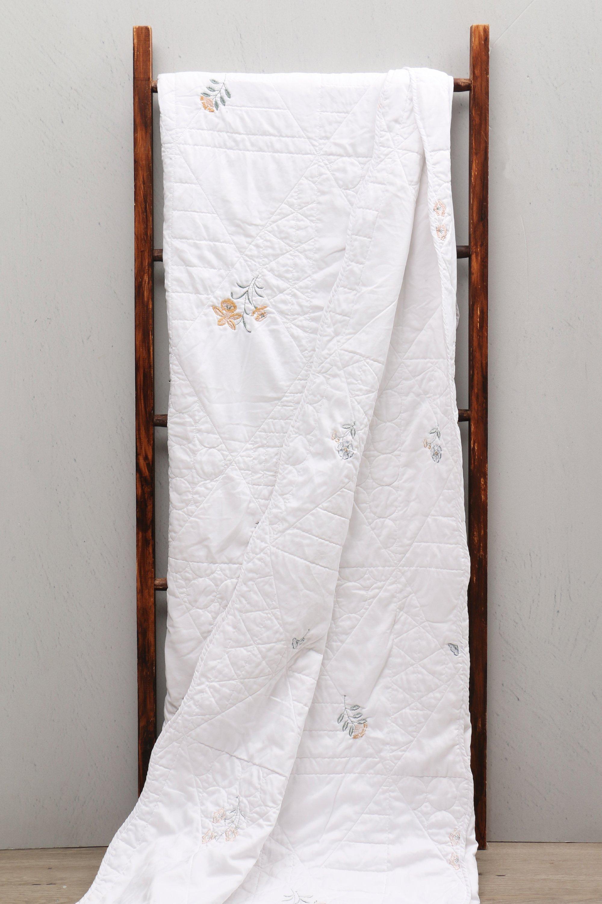 Microfibre Floral Embroidery Quilt