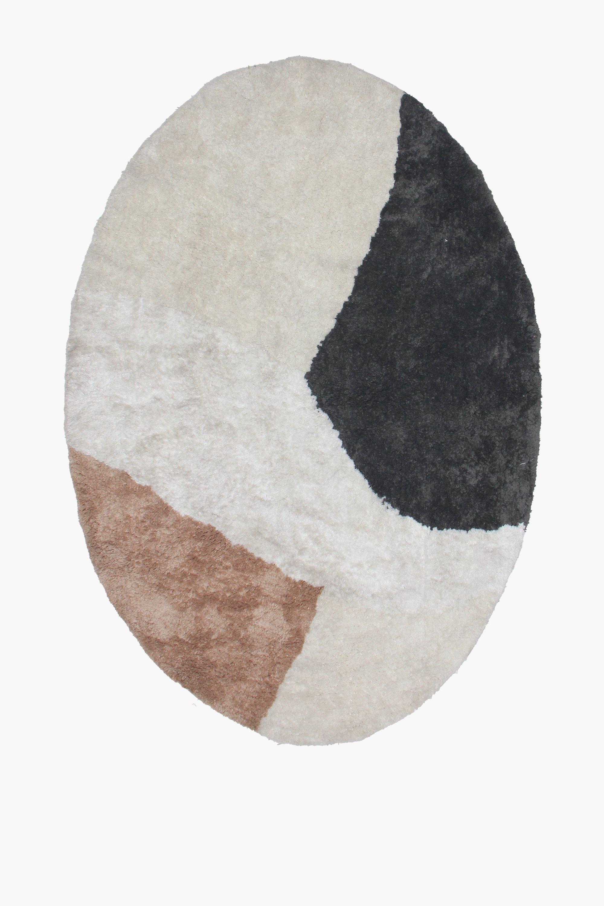 Shaggy Abstract Oval Rug, 120cm