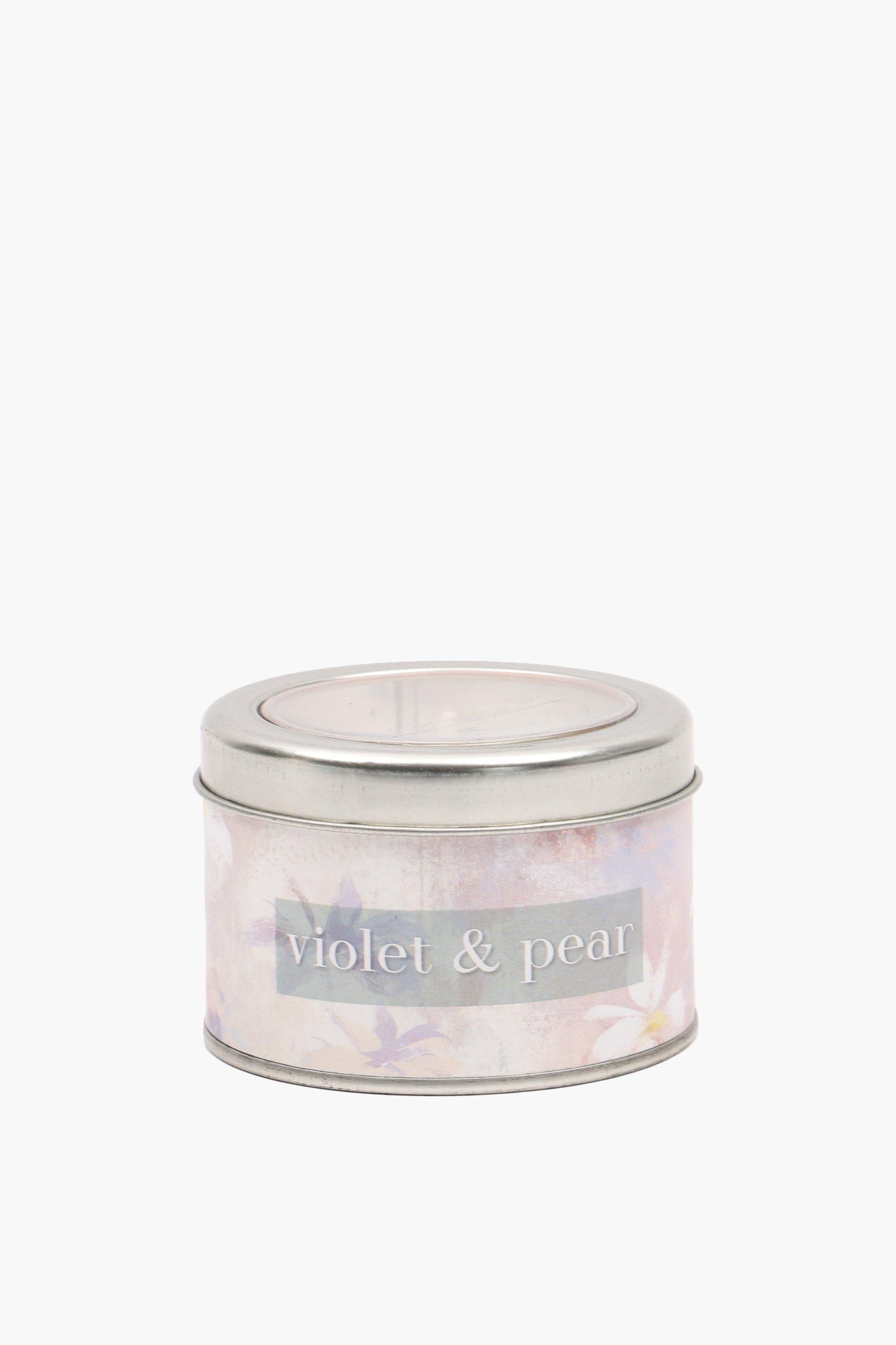 Violet + Pear Tin Candle, 7,5cm