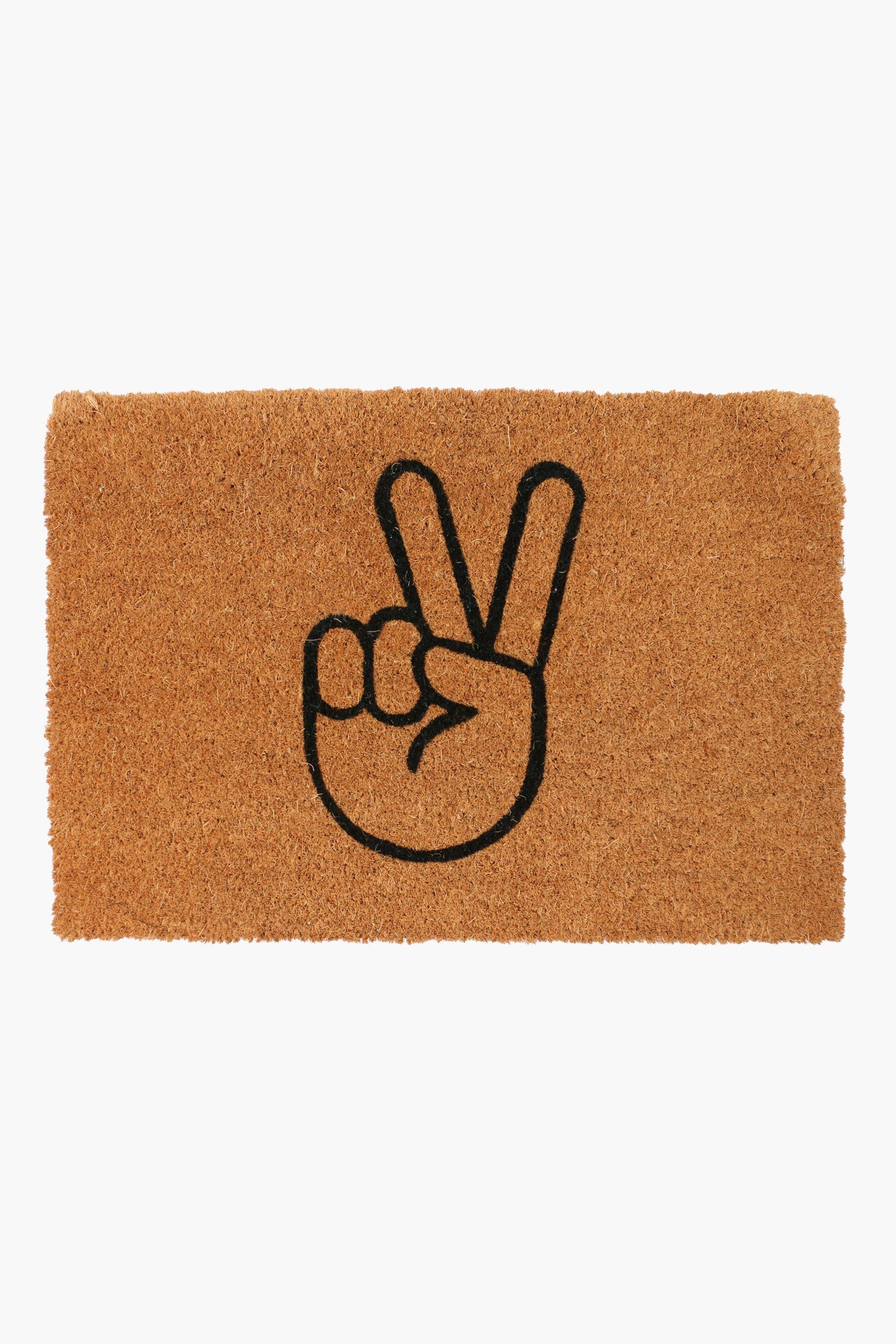 Coir Peace Sign Door Mat, 40x60cm
