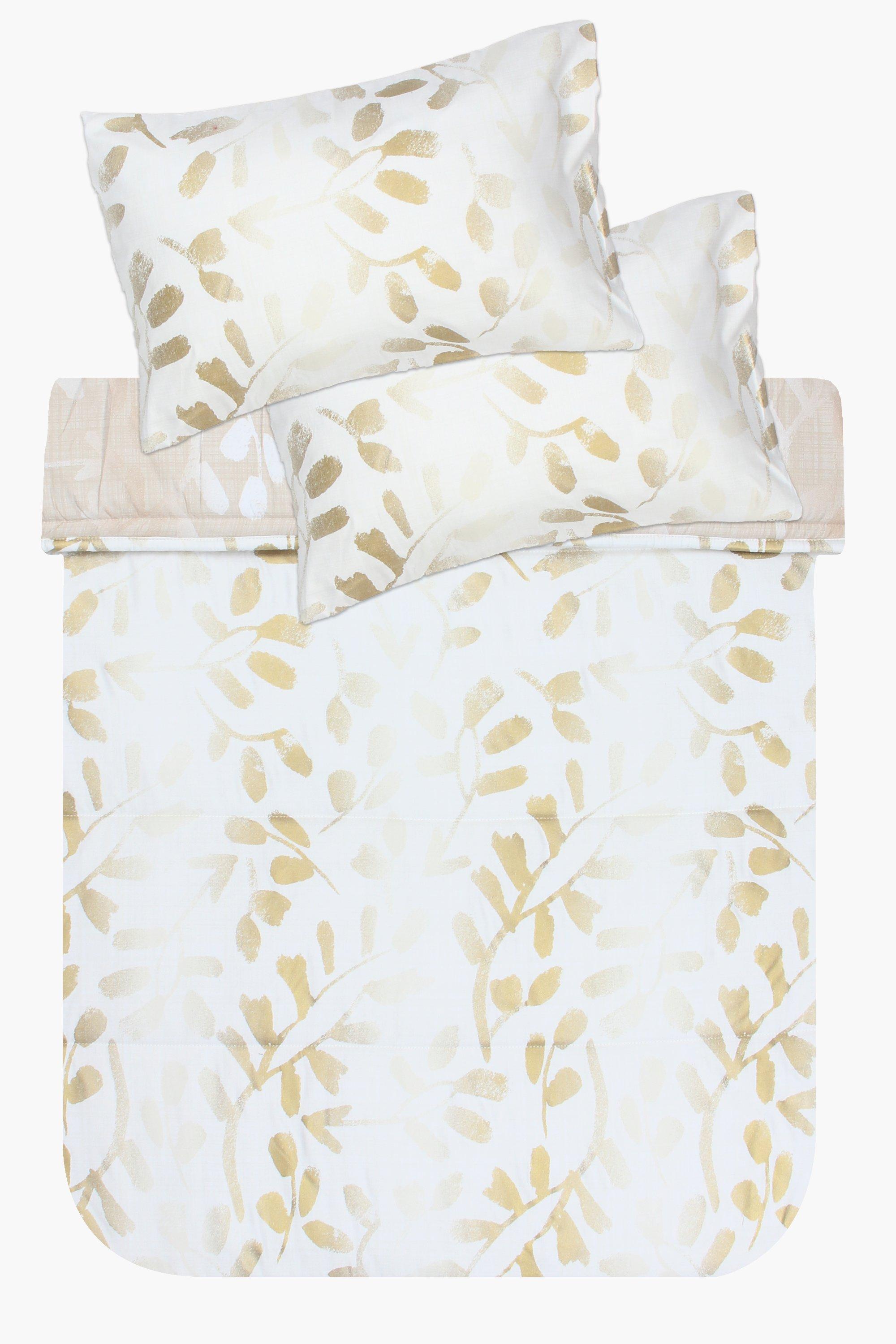 Soft Touch Foil Leaf Comforter Set