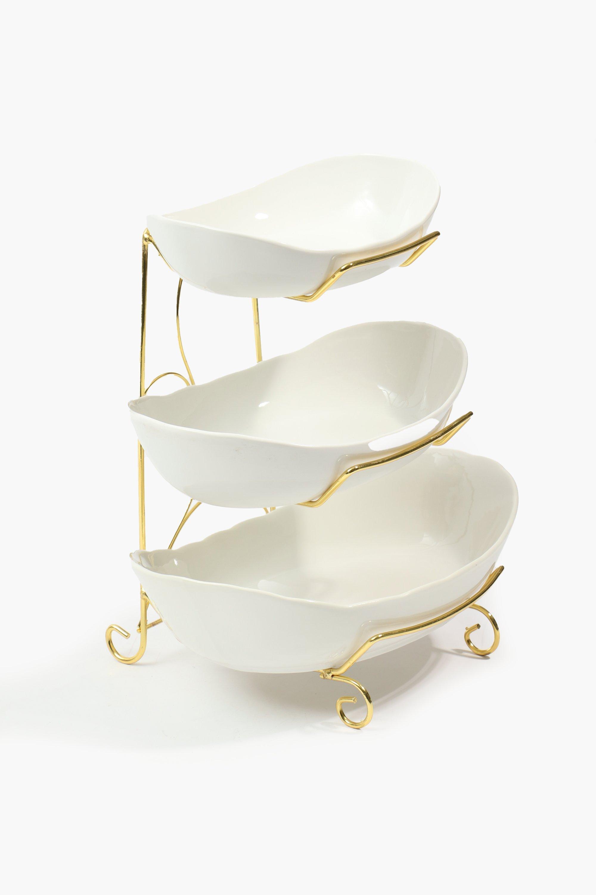 3 Tier Oval Porcelain Bowl Set