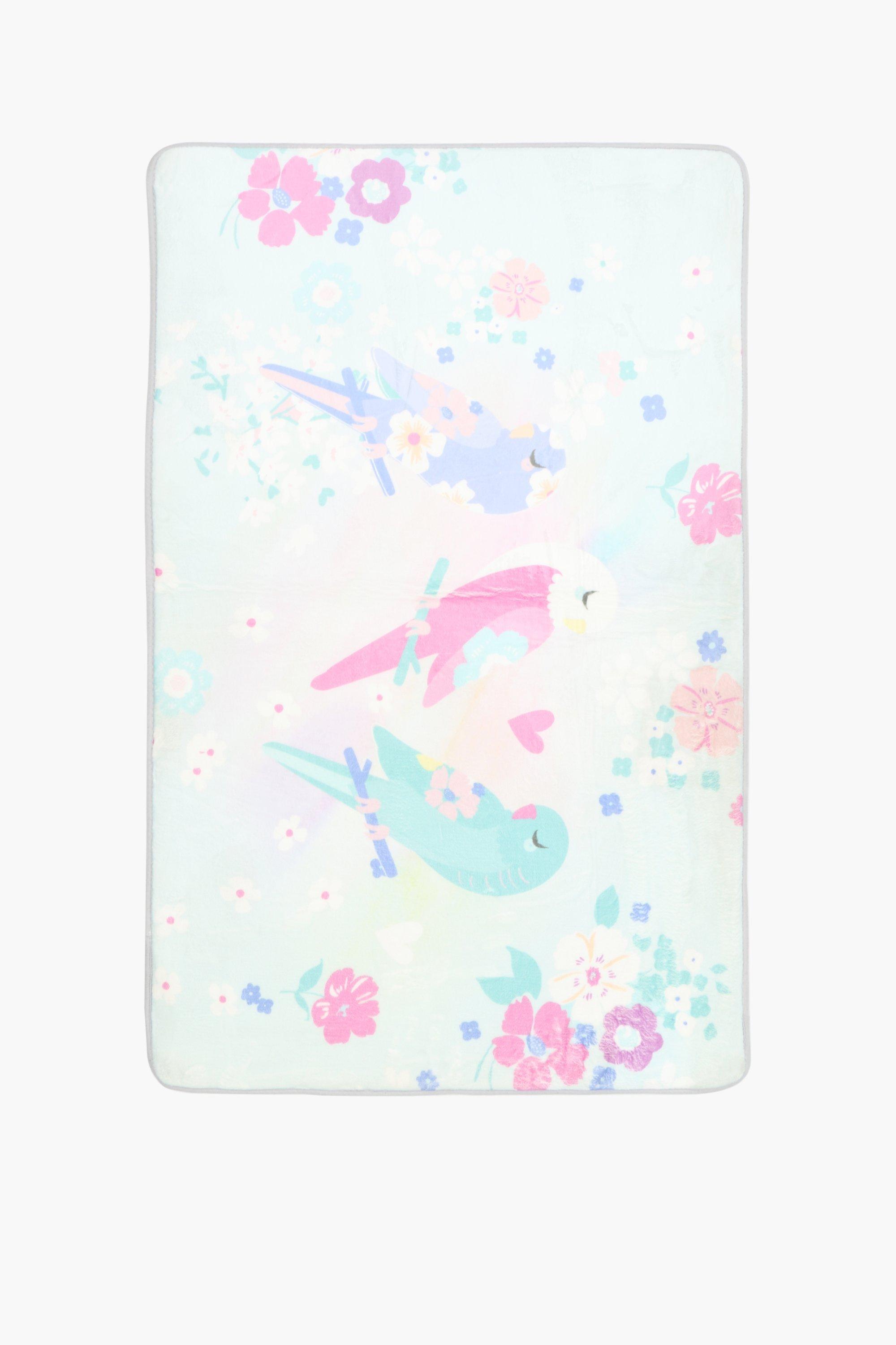 Printed Birds Flannel Rug, 70x110cm